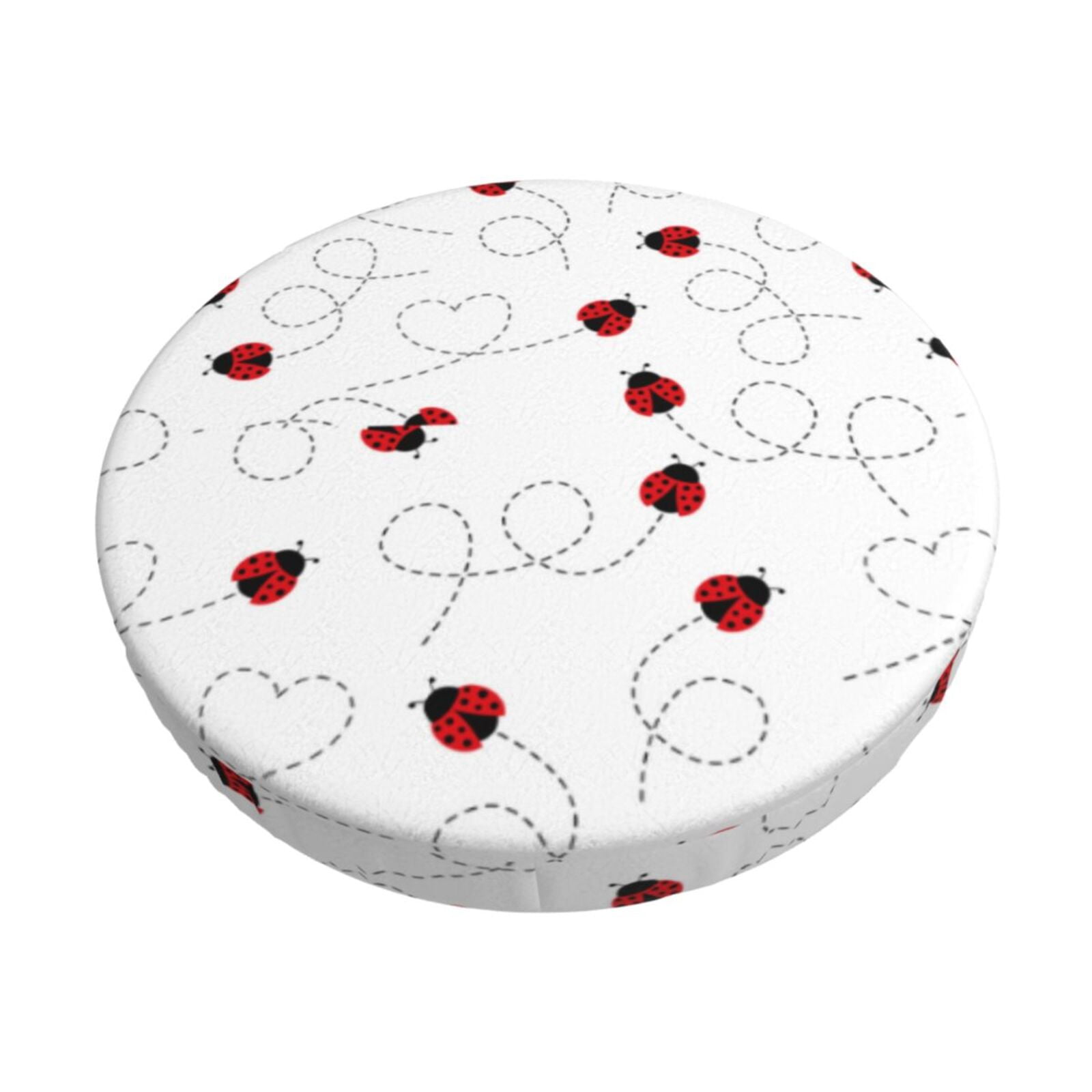 Hirioo Ladybugs Flying On Dotted Route for Round Bar Stool Seat Covers ...