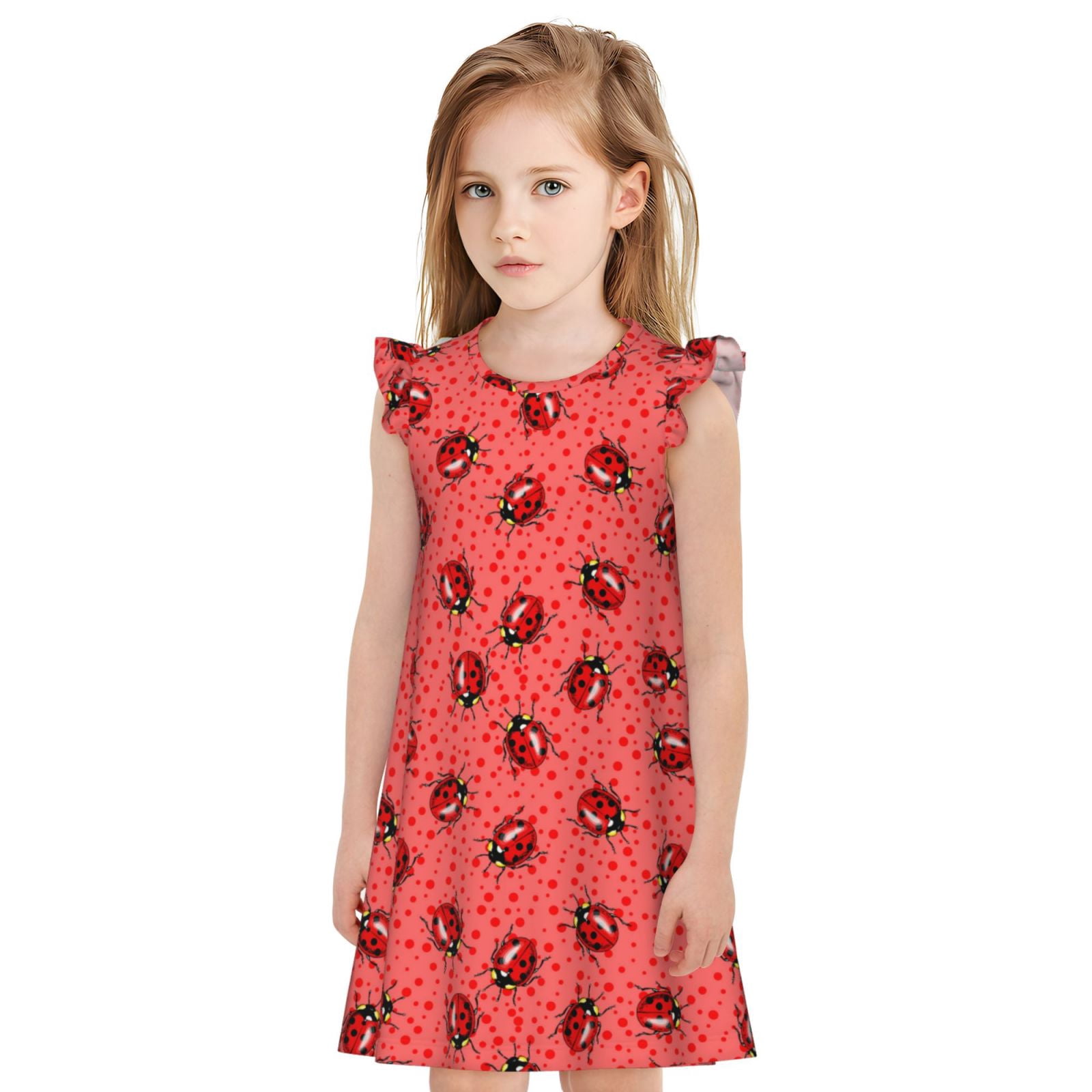 Hirioo Ladybugs On Red Polka Dot for Girl Nightgown Pajamas Dress ...