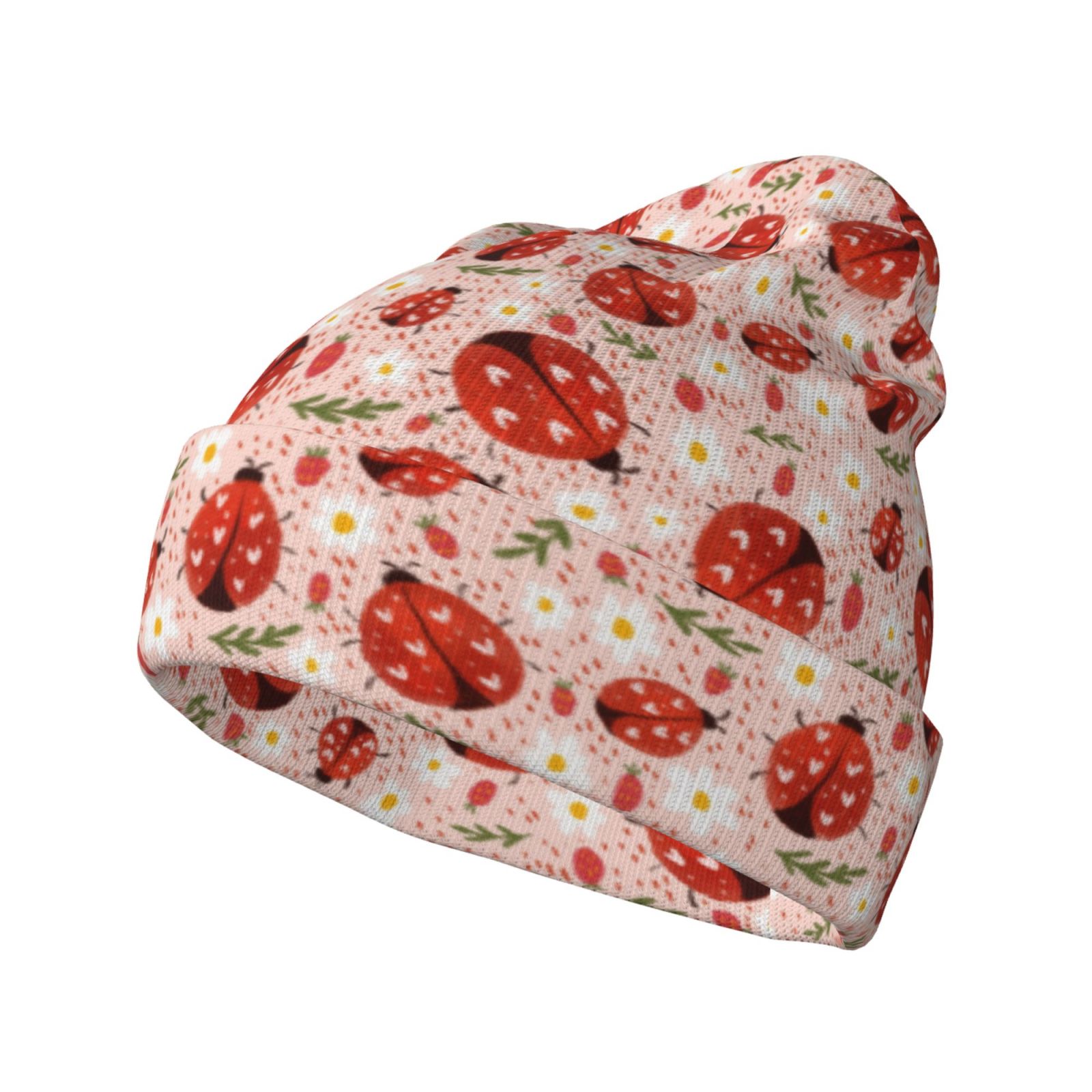 Hirioo Ladybugs With Heart Spots for Men's Knit Cuffed Beanie for ...