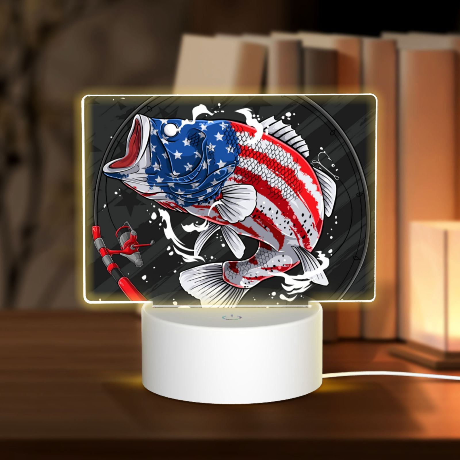 Hirioo Largemouth Bass Fish in USA for Rectangular Acrylic with Night ...