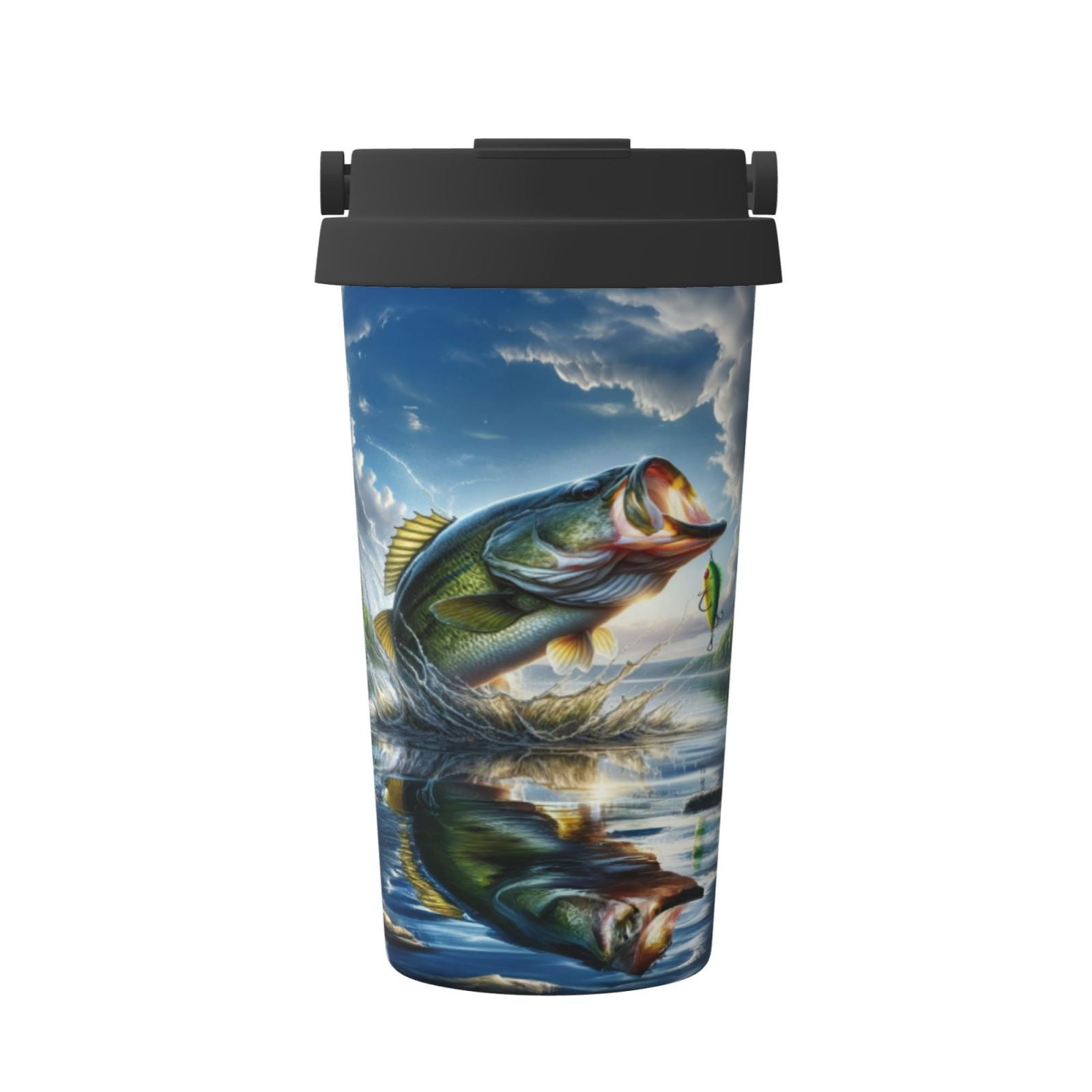 Hirioo Largemouth Bass Jumping Out of The Water for Coffee Travel Mug ...
