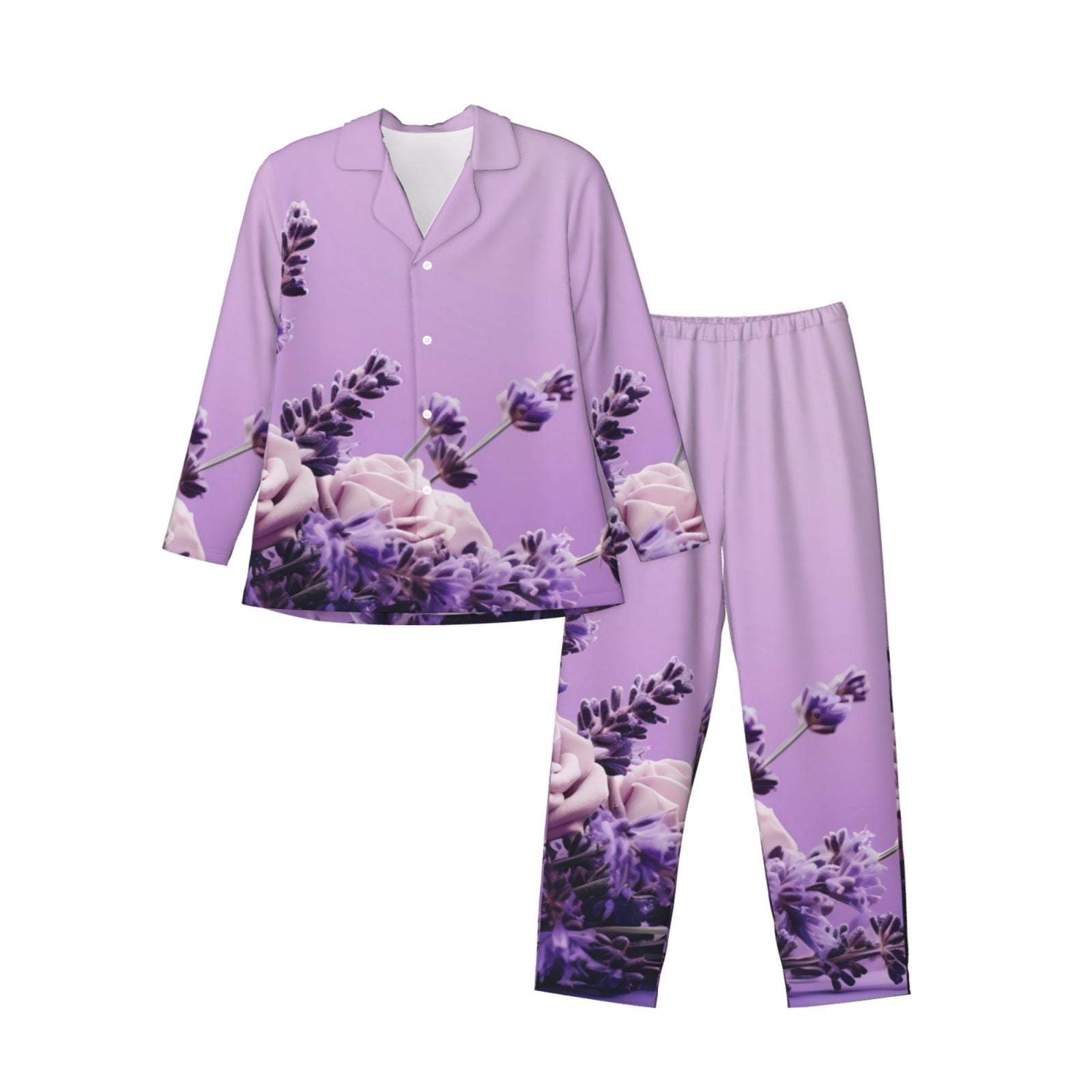 Hirioo Lavender Roses Arrangement for Men's Pajama Sets 2 Piece Pjs Men ...