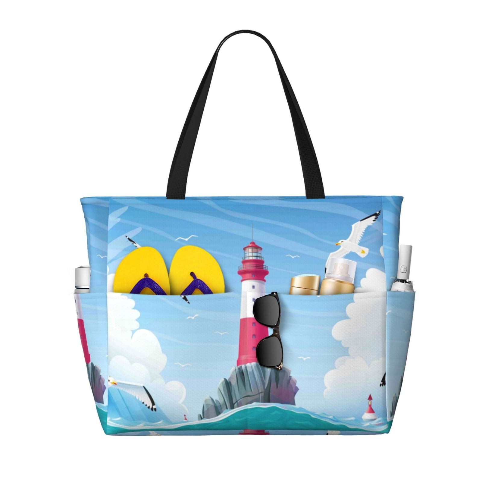 Hirioo Lighthouse Sea Port for Large Capacity Beach Travel Bag for ...