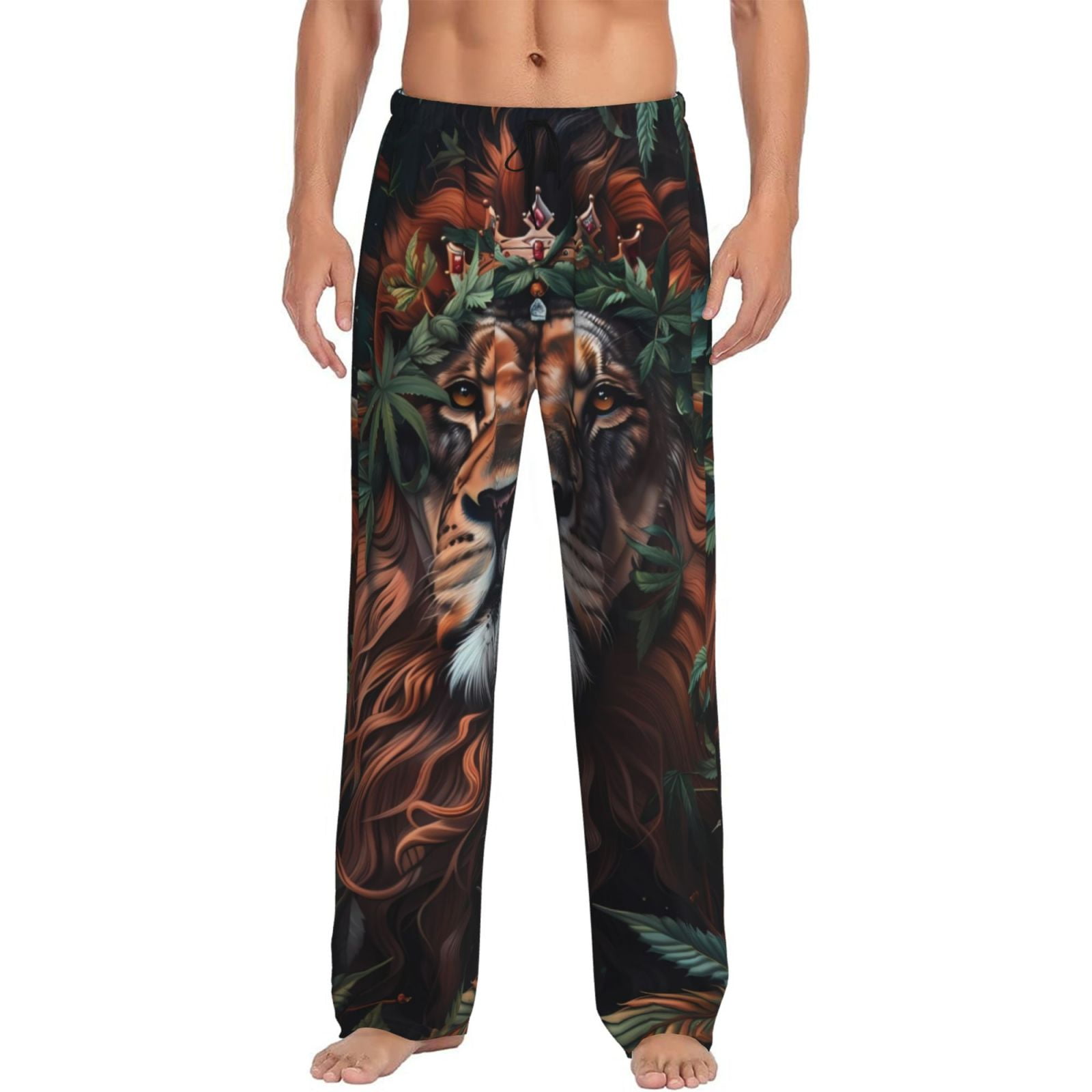 Hirioo Lion Forest Crown for Men's PJ Pajama Pants Sleep Pants Men's ...