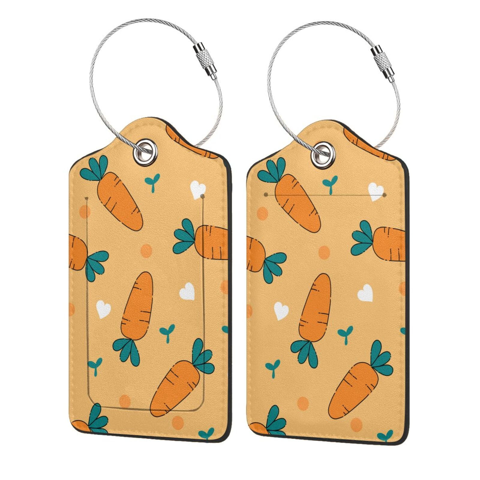 Hirioo Love Carrot Print Leather Luggage Tag with Stainless Steel Loop ...