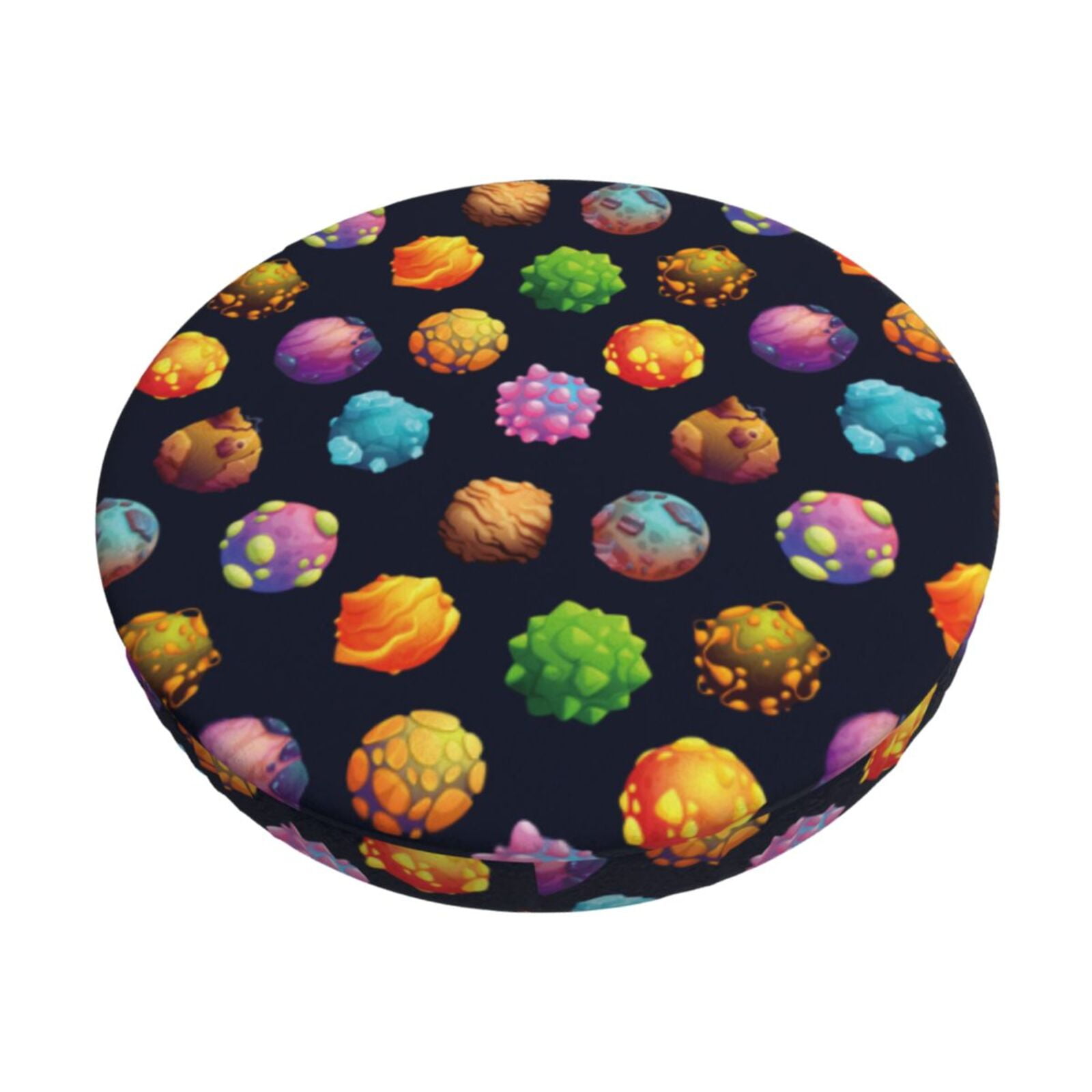 Hirioo Lovely Planet for Round Bar Stool Seat Covers Washable Stool ...