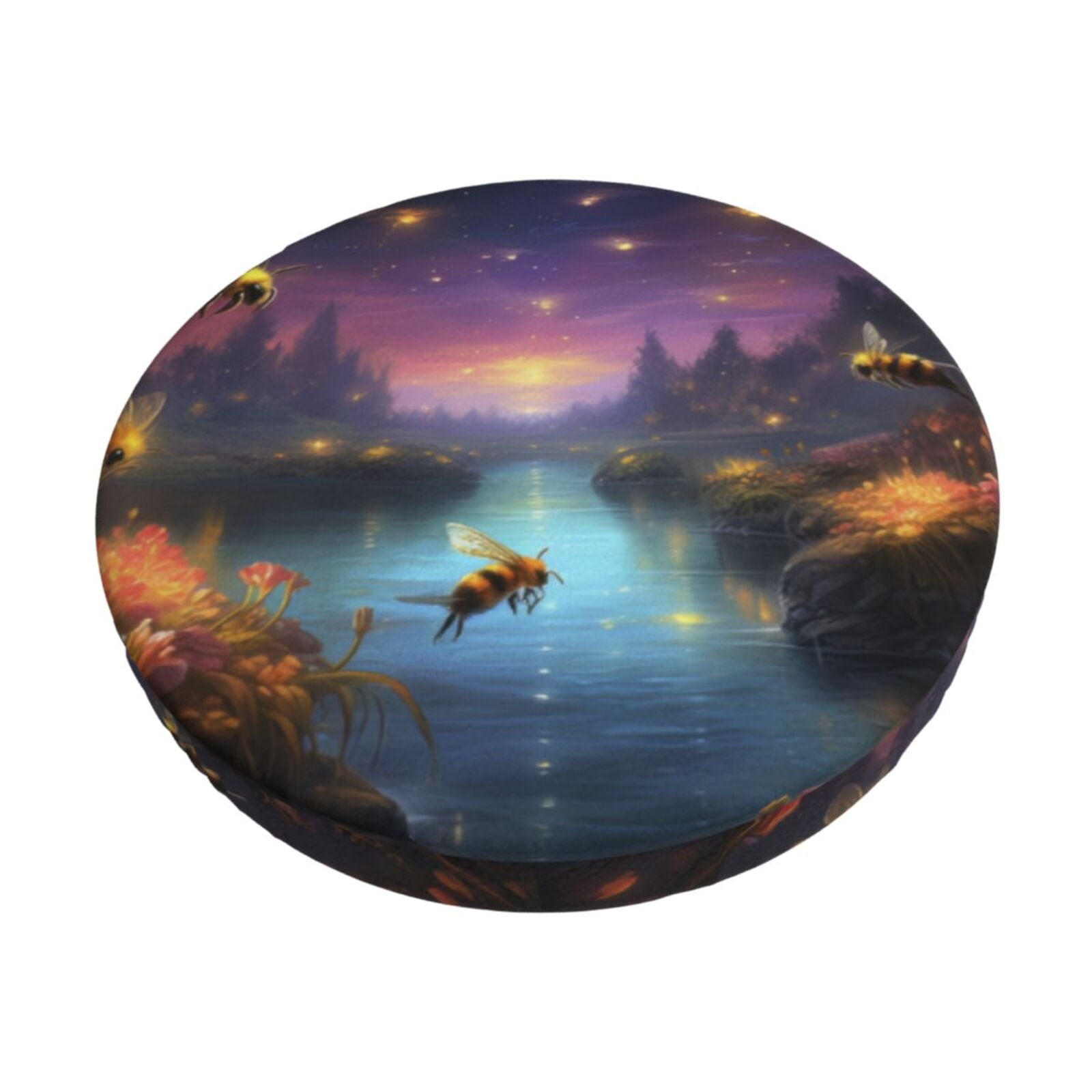 Hirioo Magical Bees Twilight River for Round Bar Stool Seat Covers ...