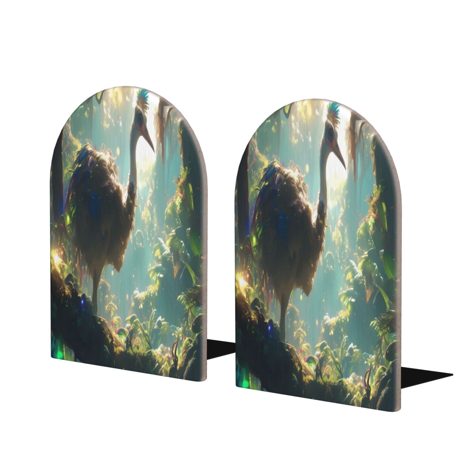 Hirioo Majestic Ostrich In Forest for Bookends Decorative Bookends for ...
