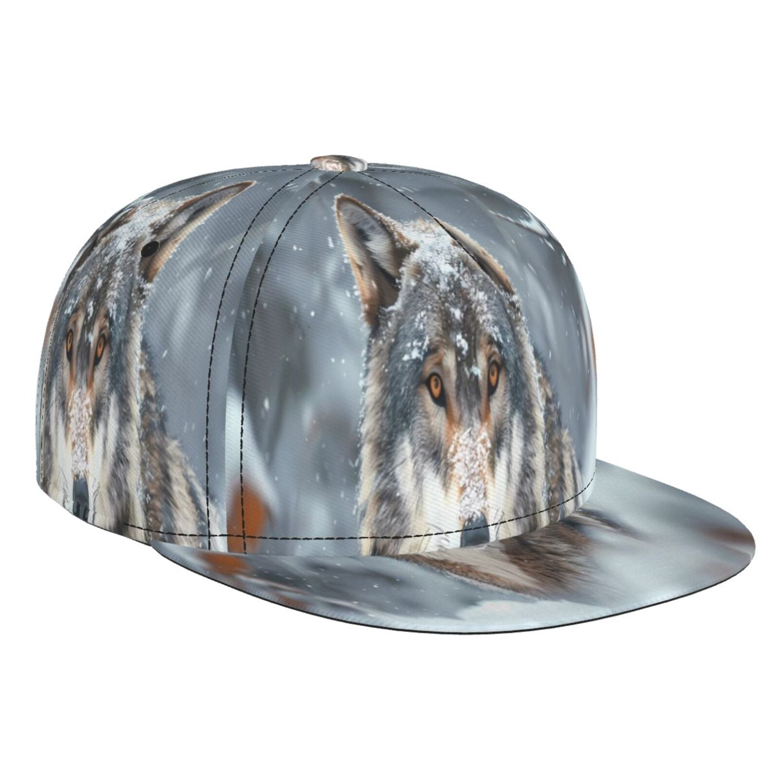 Hirioo Majestic Snowy Wolf for Baseball Cap Men Cap Flat Brim for Men ...