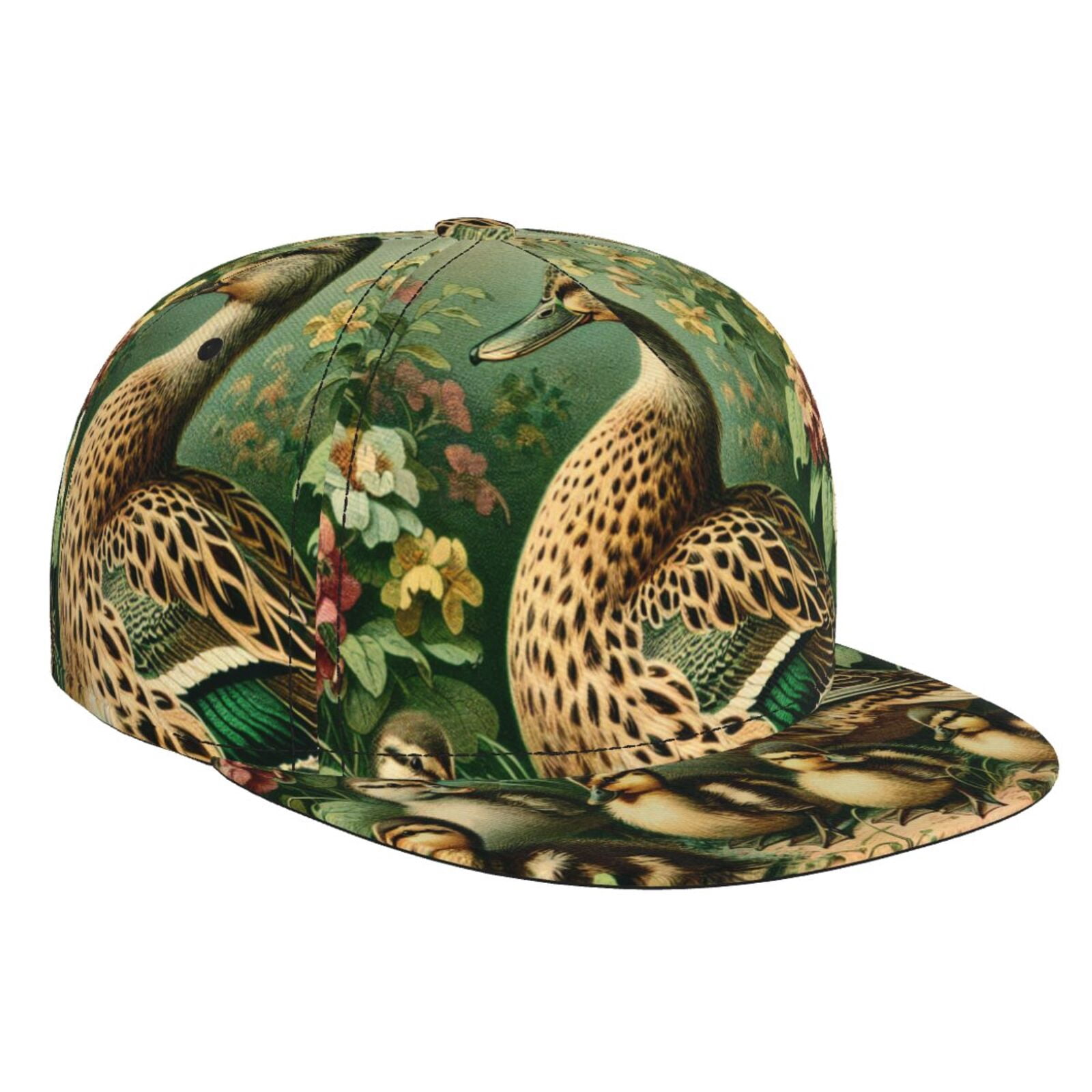 Hirioo Mallard Duck And Flowers for Baseball Cap Men Cap Flat Brim for ...