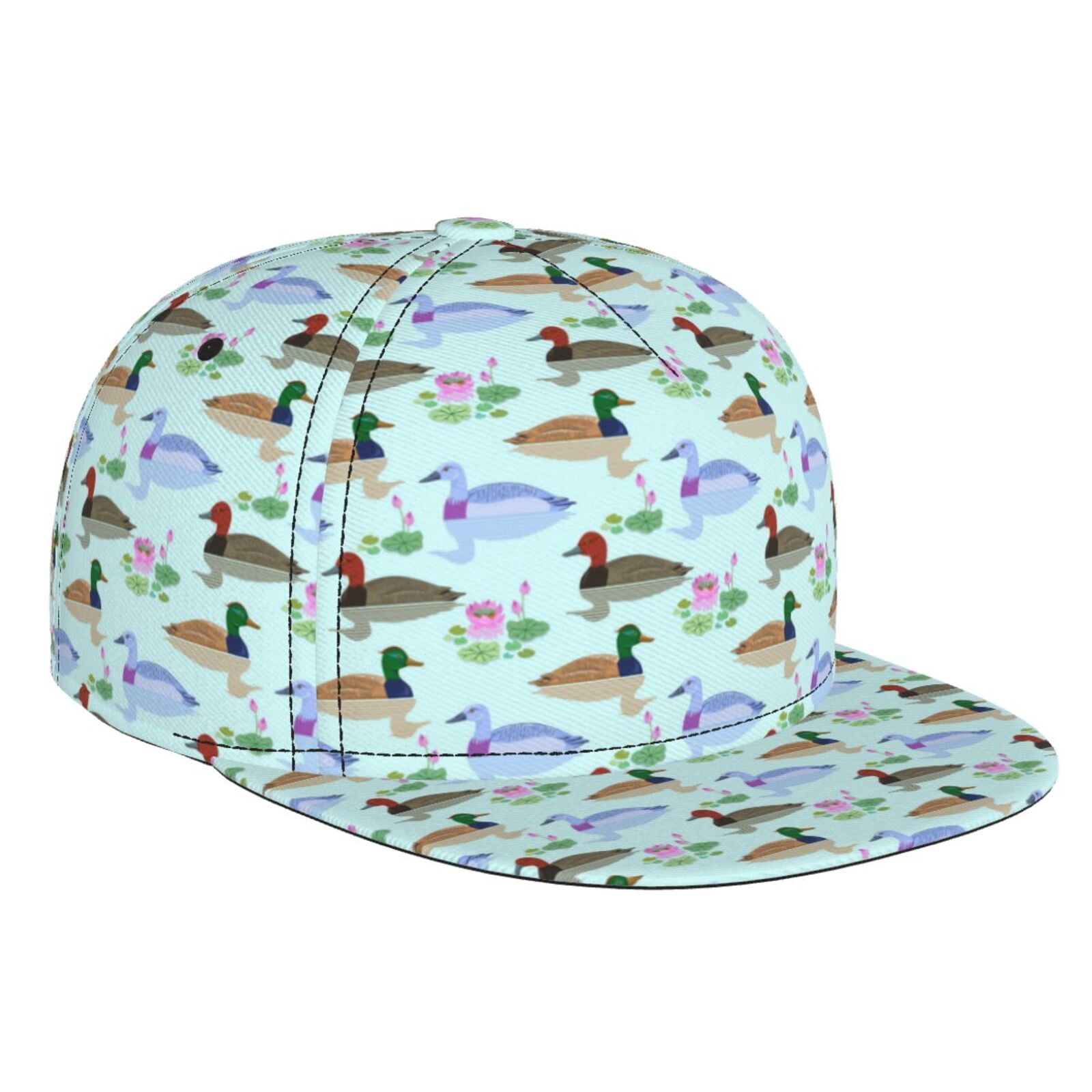 Hirioo Mallard Duck Of Lotus Flowers for Baseball Cap Men Cap Flat Brim ...