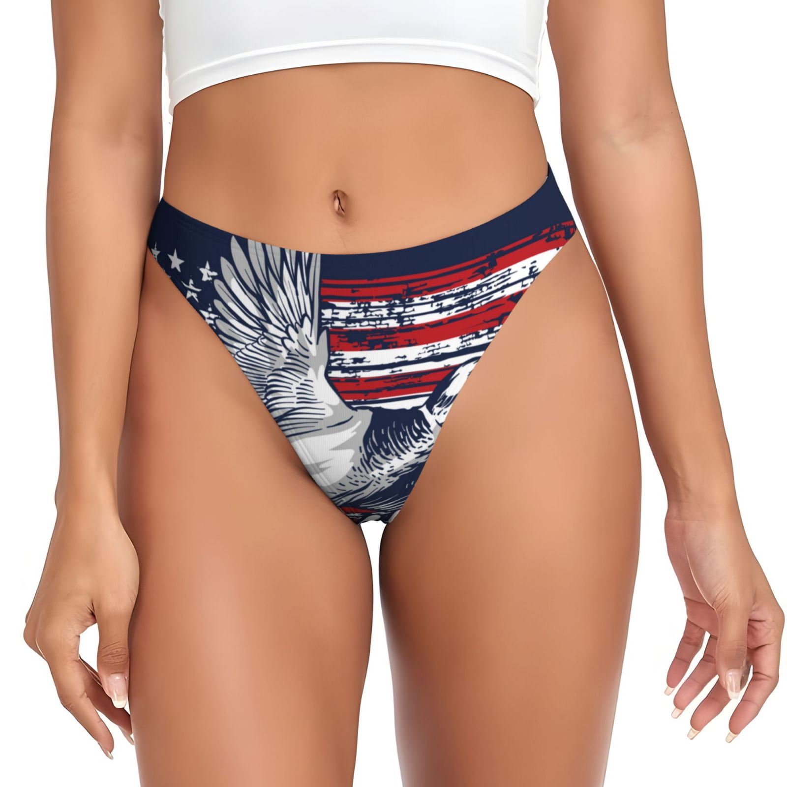 Hirioo Mallard Duck With American Flag for G-String Thongs for Women Sexy Seamless Low Rise G ...
