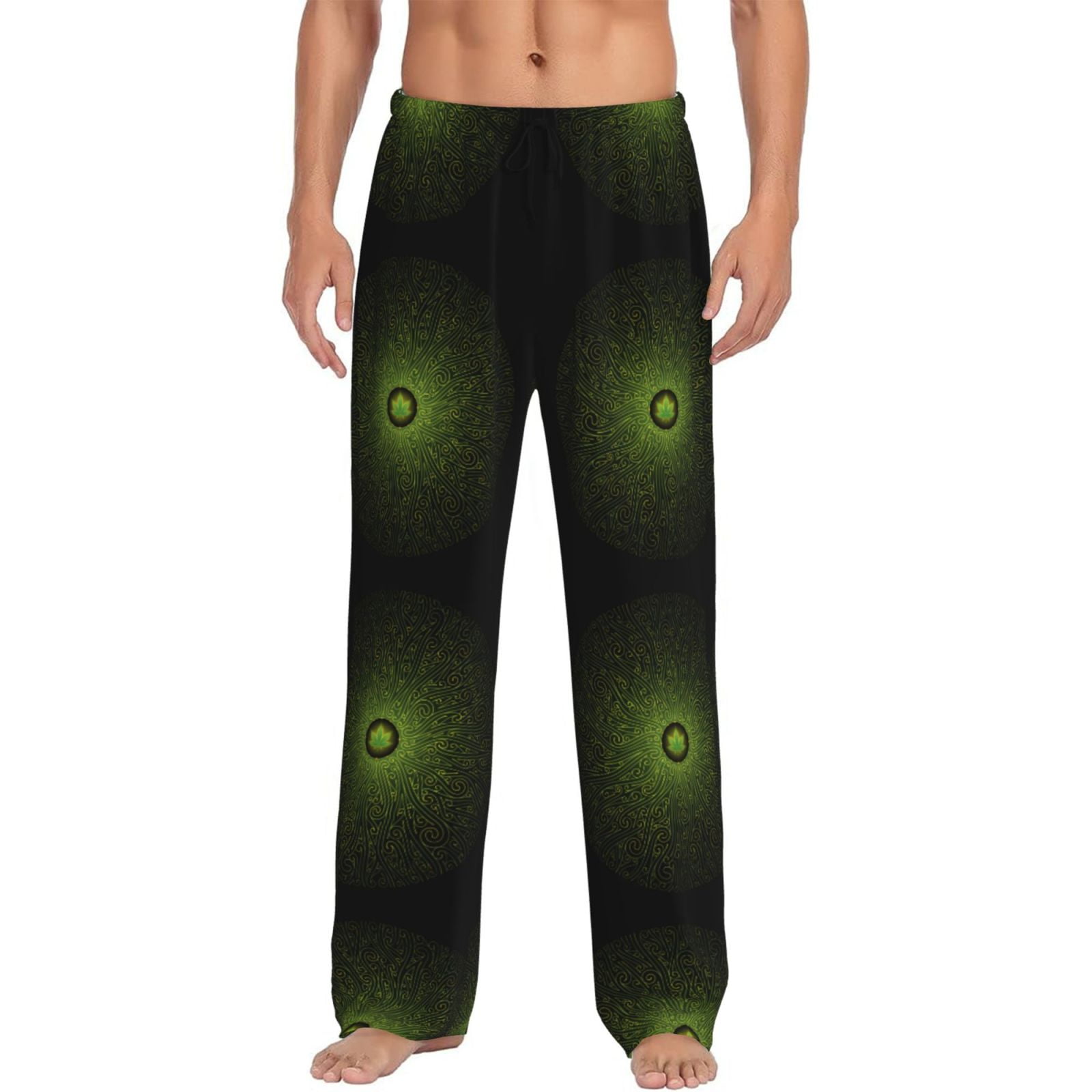 Hirioo Mandala With Marijuana Leaf for Men's PJ Pajama Pants Sleep ...
