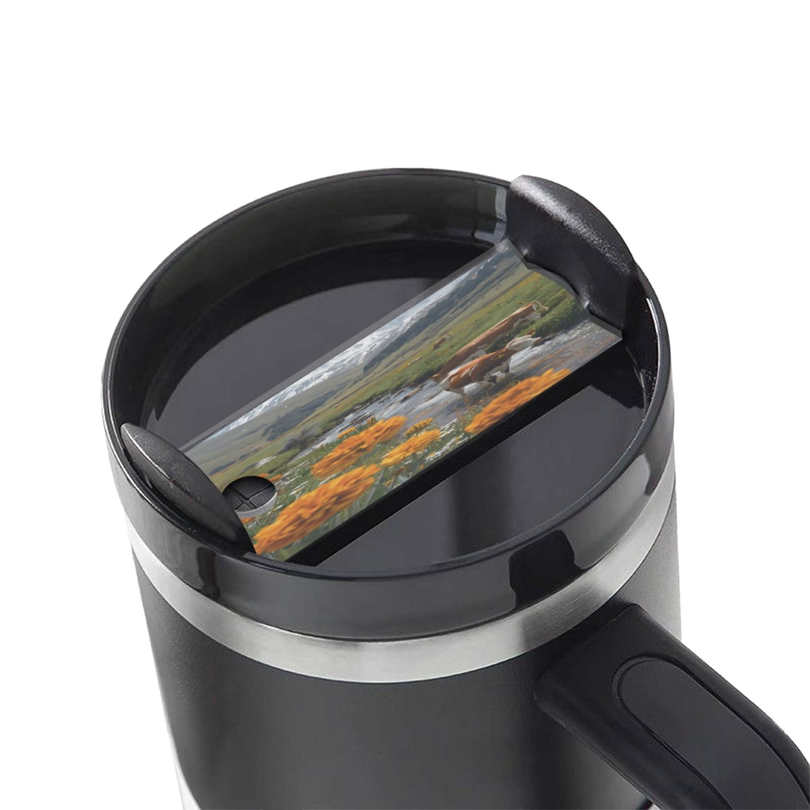 Hirioo Mountain Cows Flower Stream for Stanley Cup Lid Nameplate Personalized Acrylic Nameplate ...