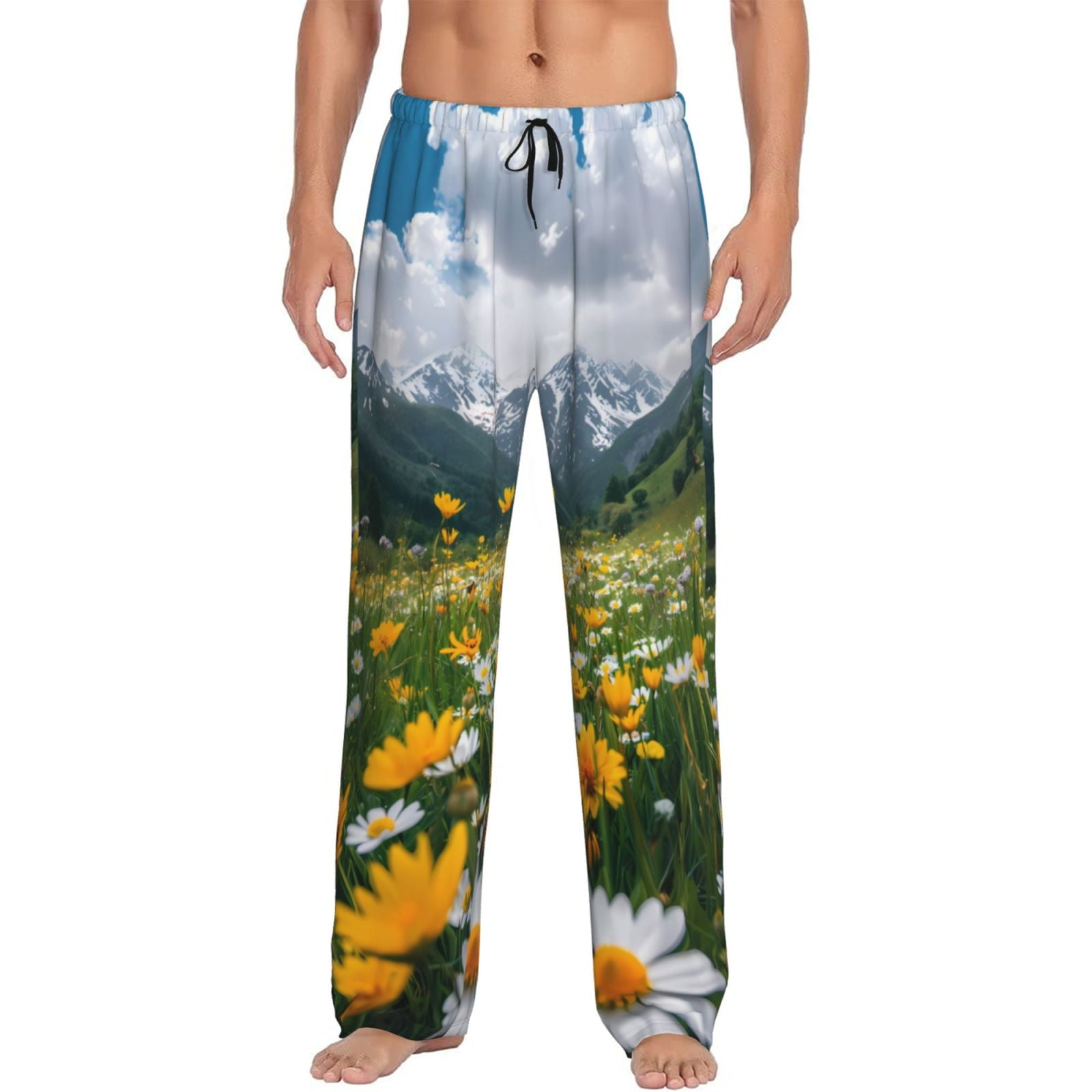 Hirioo Mountain Daisy Meadow for Men's PJ Pajama Pants Sleep Pants Men ...
