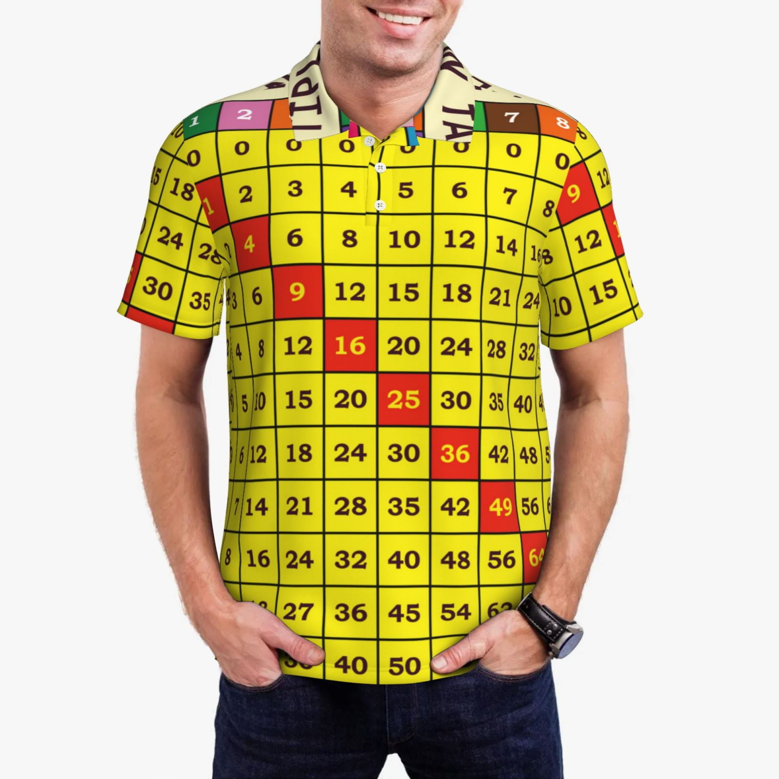 Hirioo Multiplication Table2 for Men’s Polo Shirts Quick Dry Short ...