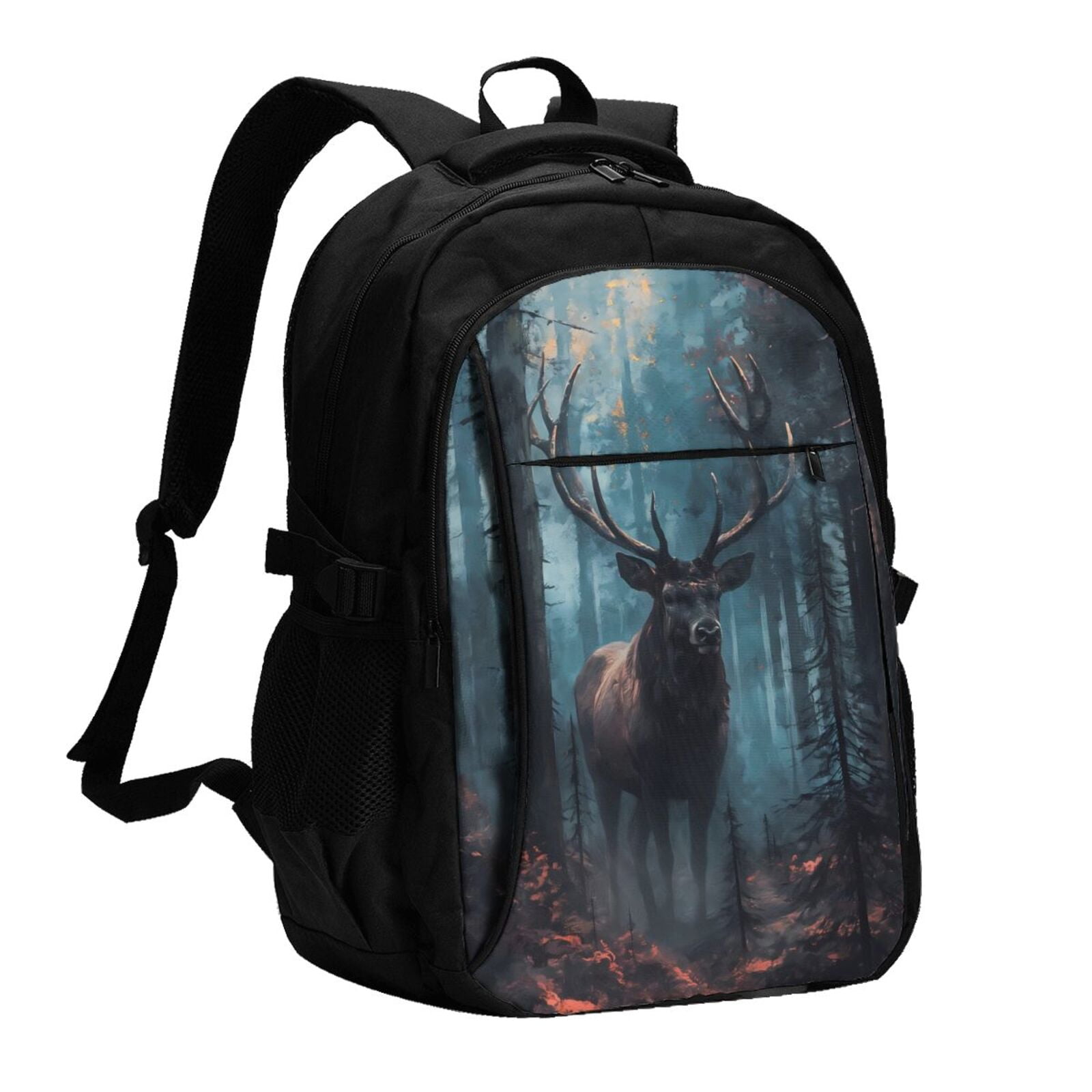 Hirioo Mystical Forest Elk for Travel Laptop Backpack with USB Charging ...