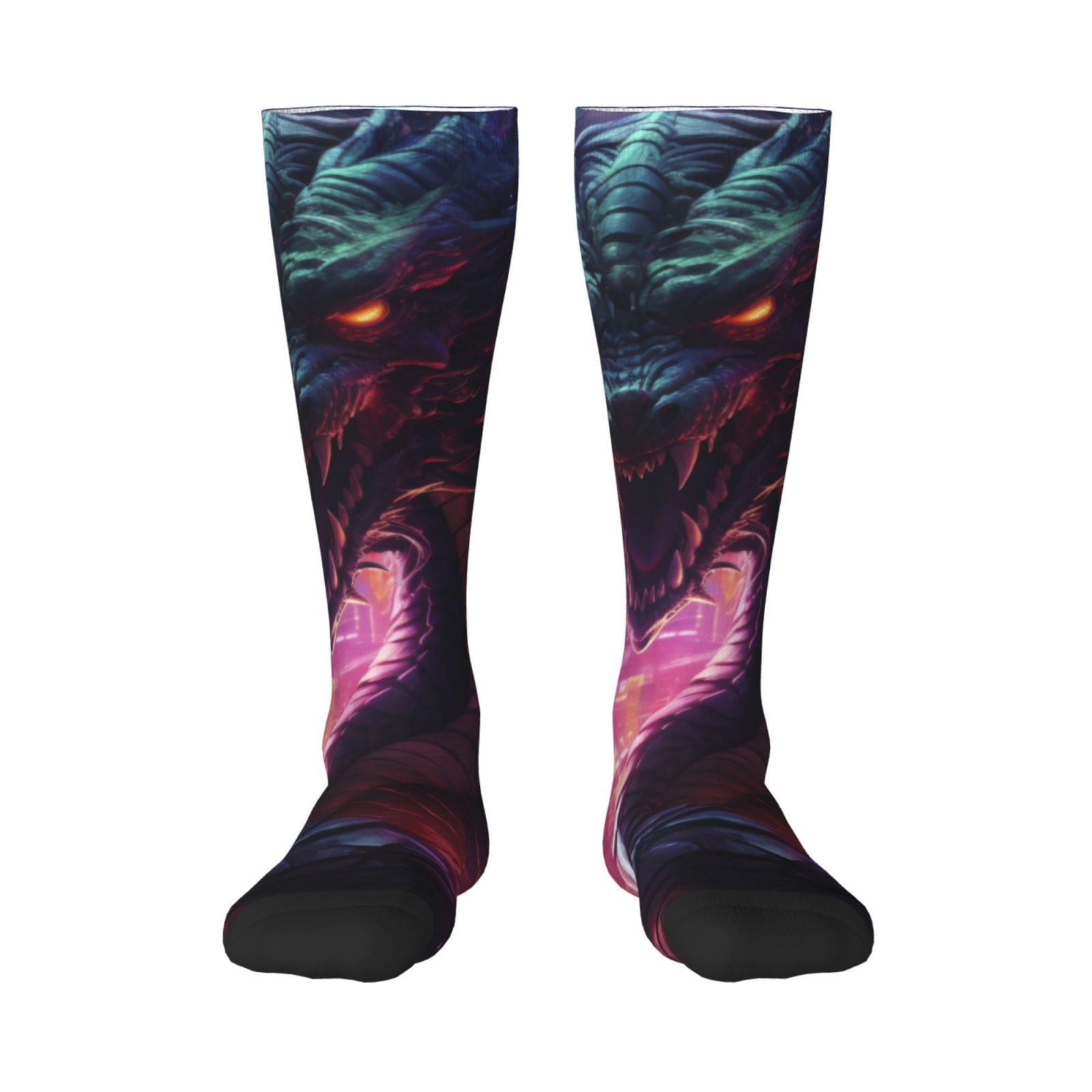 Hirioo Neon Futuristic Dragon for Adult Stockings Breathable Sock Non ...