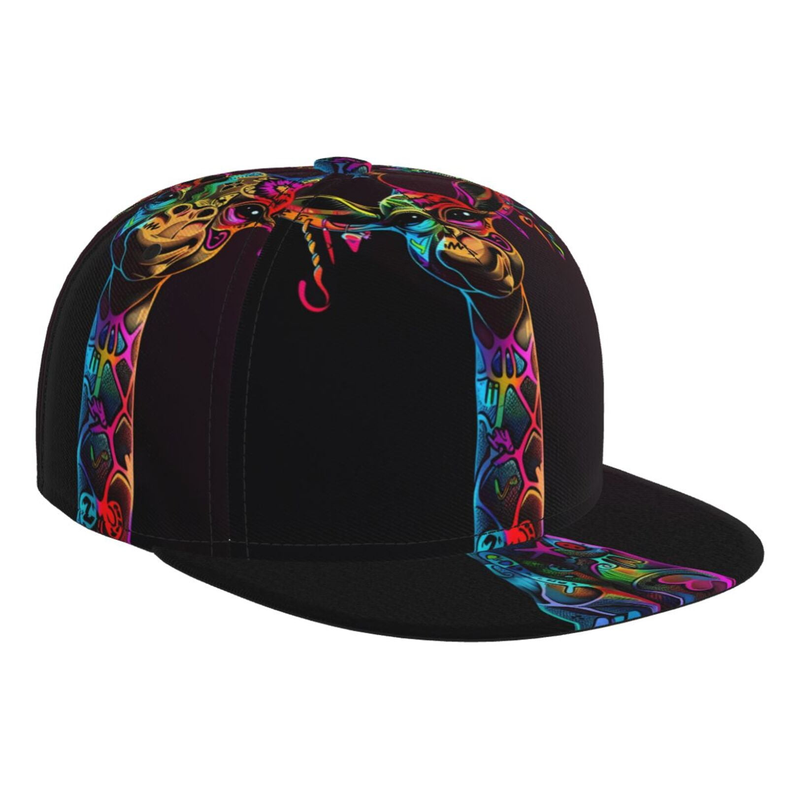Hirioo Neon Psychedelic Giraffe for Baseball Cap Men Cap Flat Brim for ...