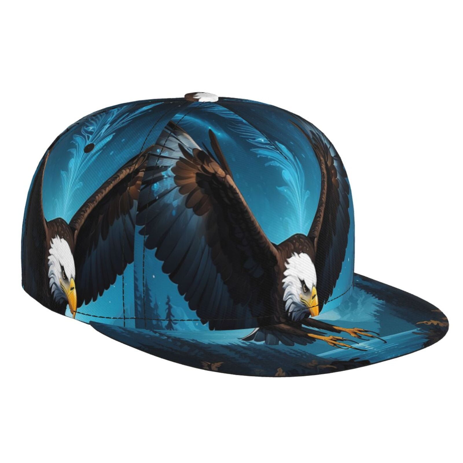Hirioo Night Sky Forest Bald Eagle for Baseball Cap Men Cap Flat Brim ...
