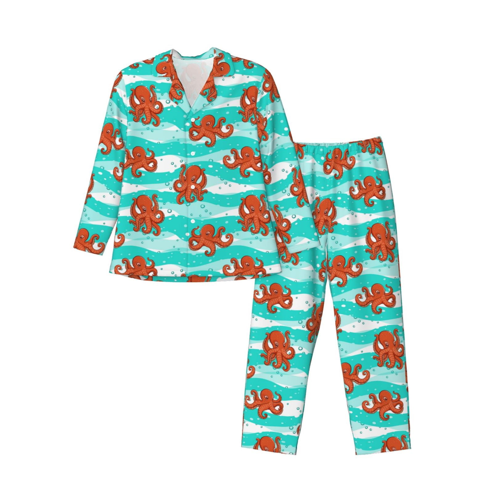 Hirioo Octopuses for Men's Pajama Sets 2 Piece Pjs Men's Long-Sleeved ...