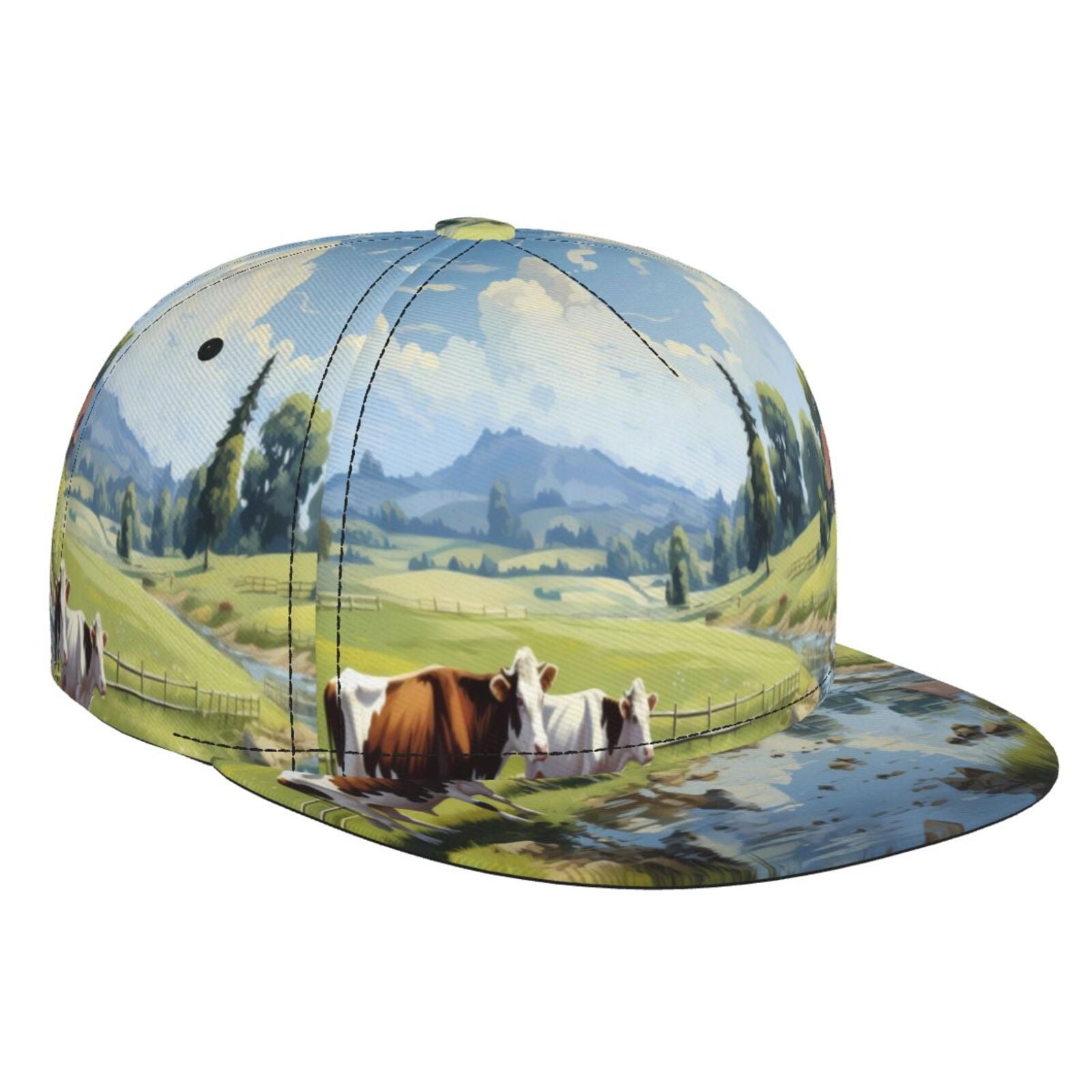 Hirioo Pasture Cow for Baseball Cap Men Cap Flat Brim for Men Women ...