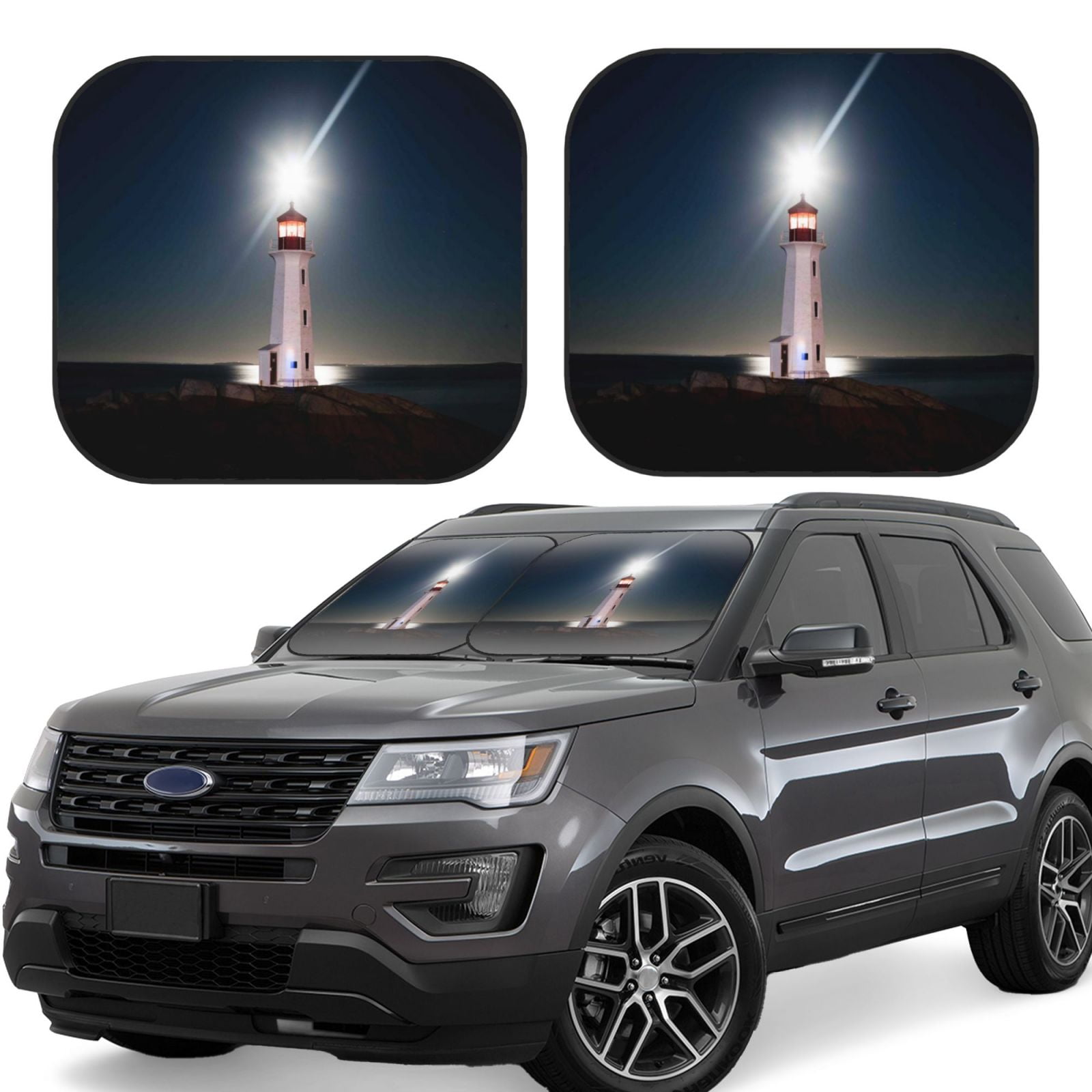 Hirioo Peggy's Cove Lighthouse for 2PCS Windshield Sun Shade Foldable ...