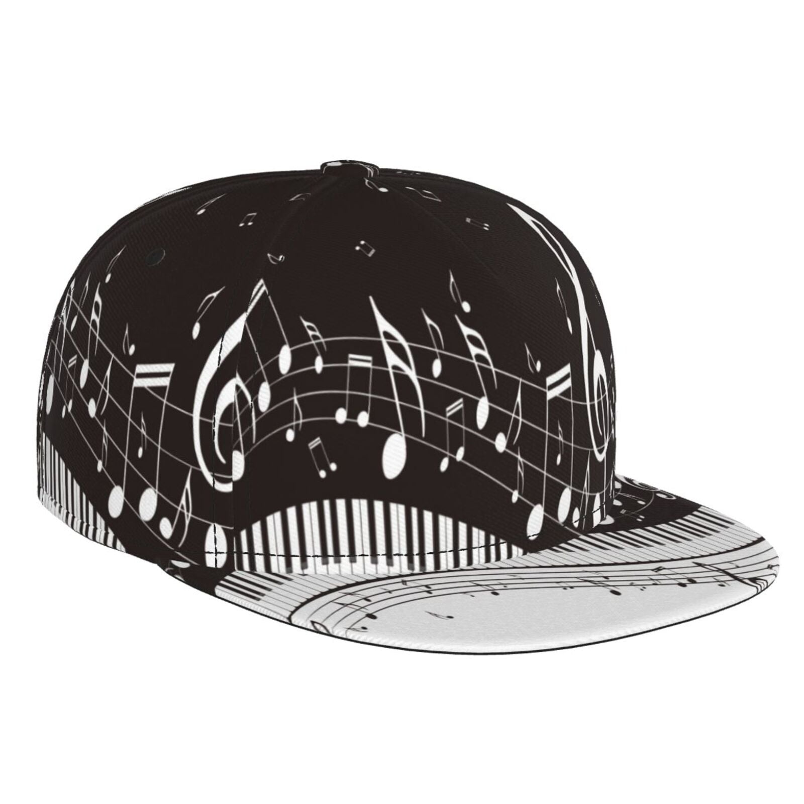 Hirioo Piano Keys With Musical Notes for Baseball Cap Men Cap Flat Brim ...
