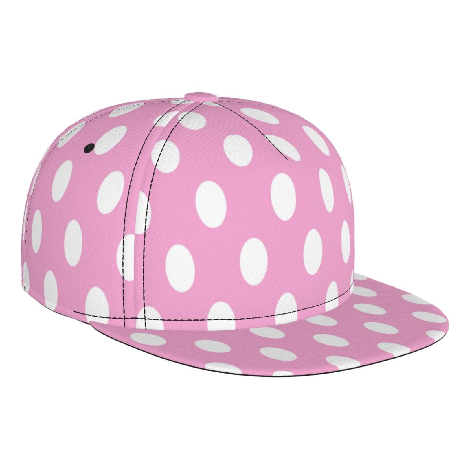Hirioo Pink And White Polka Dot for Baseball Cap Men Cap Flat Brim for ...