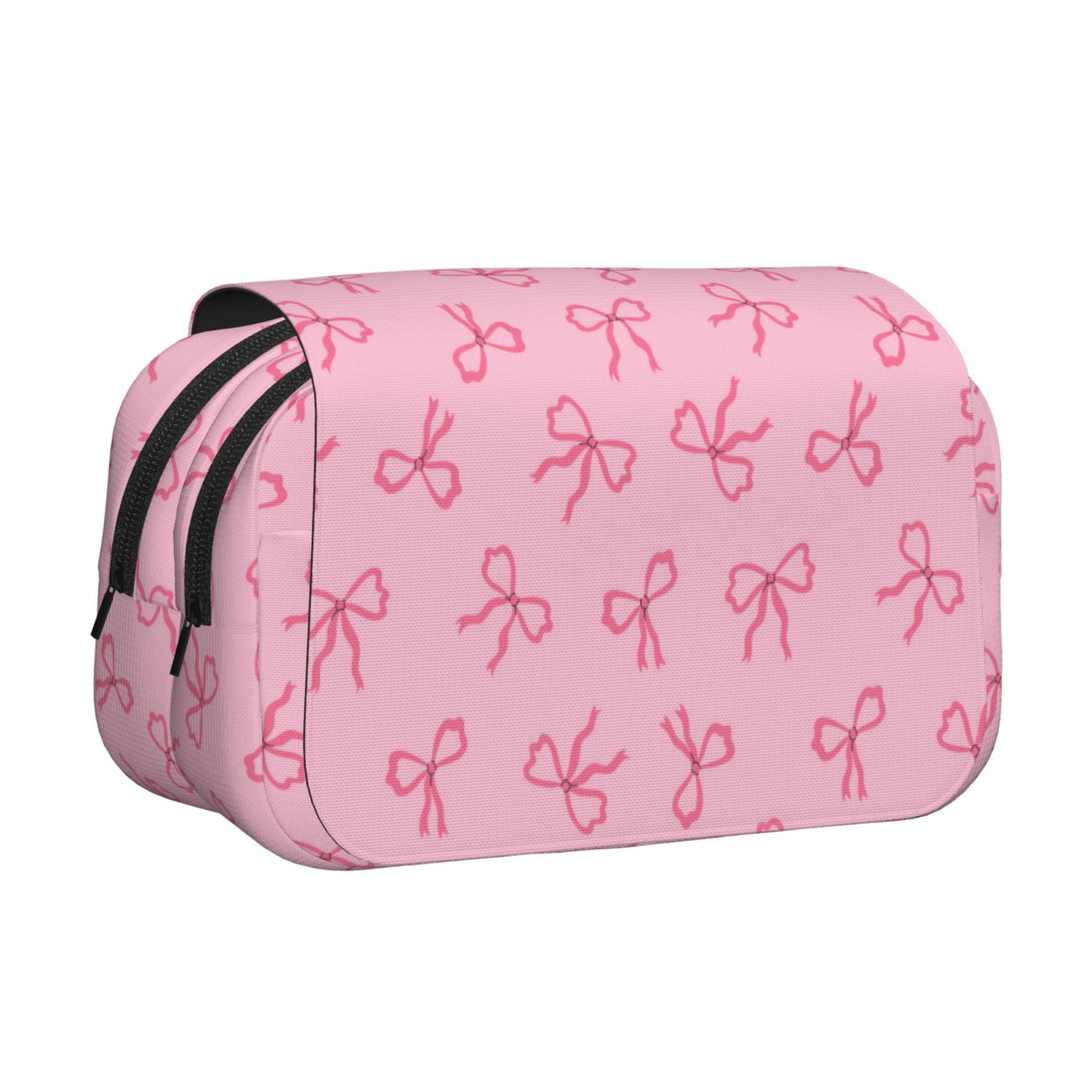 Hirioo Pink Bows for Large Grid Mesh Pencil Case with Zipper Stationery ...