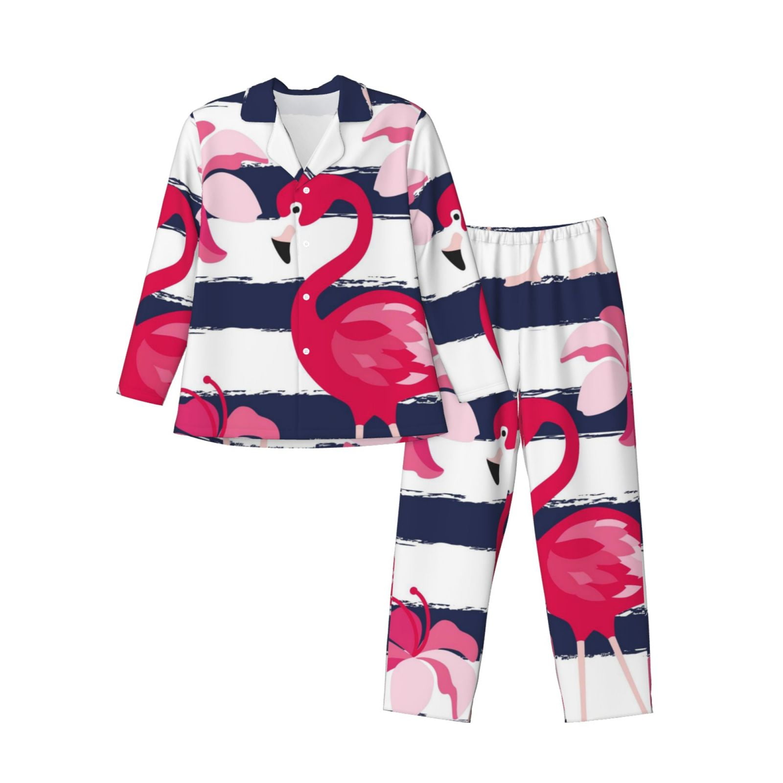 Hirioo Pink Flamingos for Men's Pajama Sets 2 Piece Pjs Men's Long ...