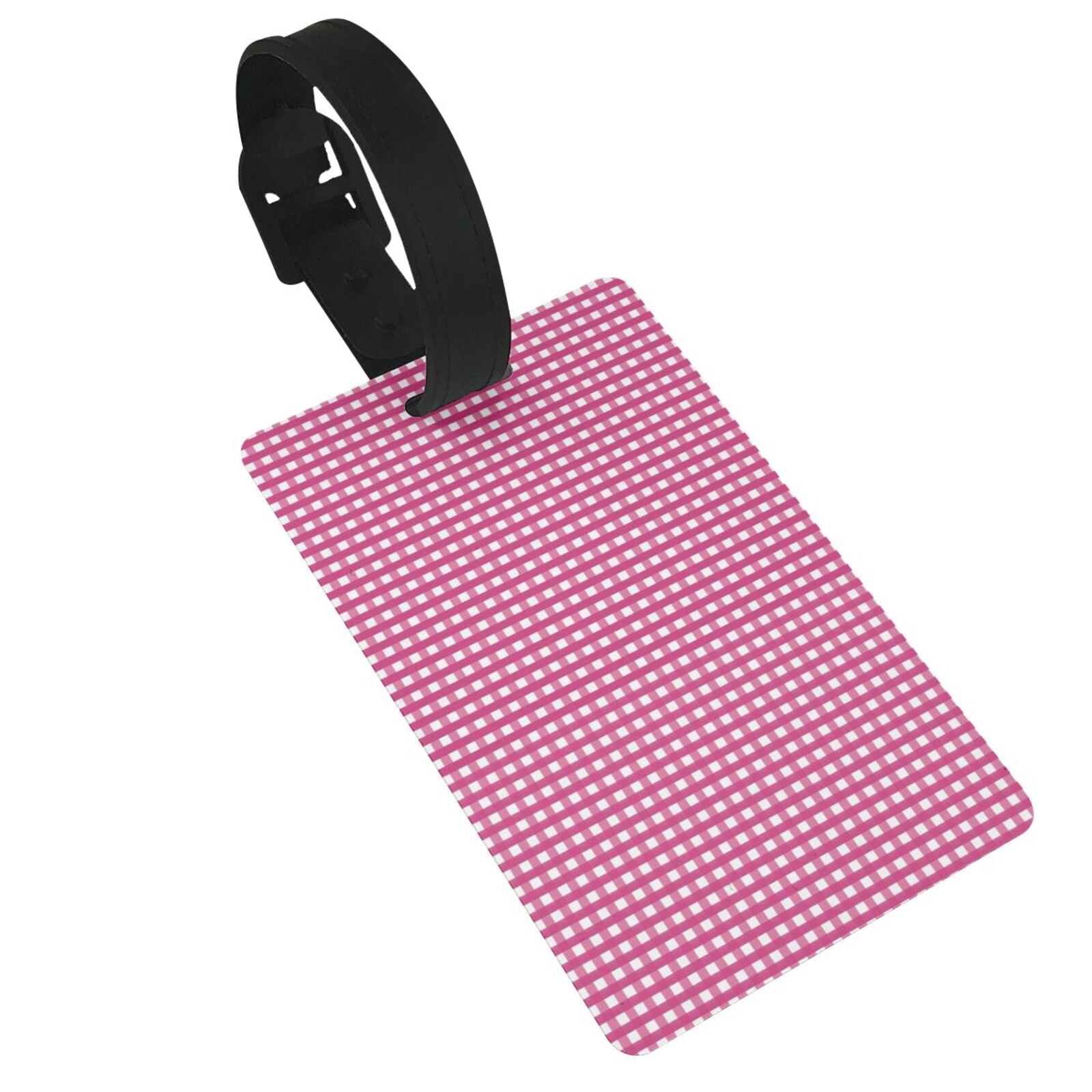 Hirioo Pink Gingham for Luggage ID Tag with Adjustable Strap Travel ...