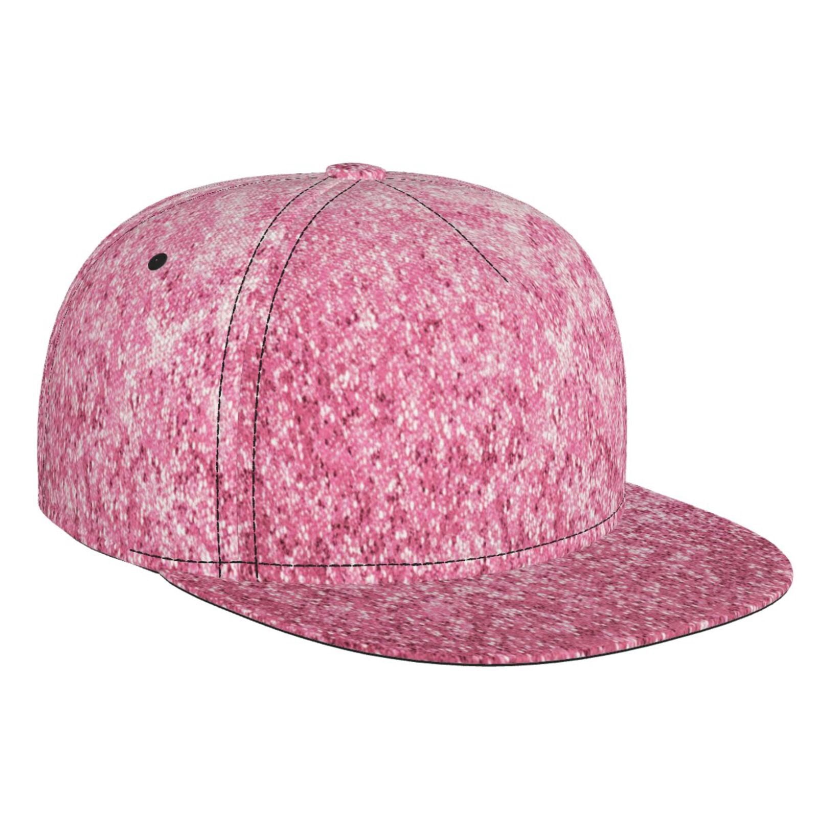 Hirioo Pink Glitter for Baseball Cap Men Cap Flat Brim for Men Women ...