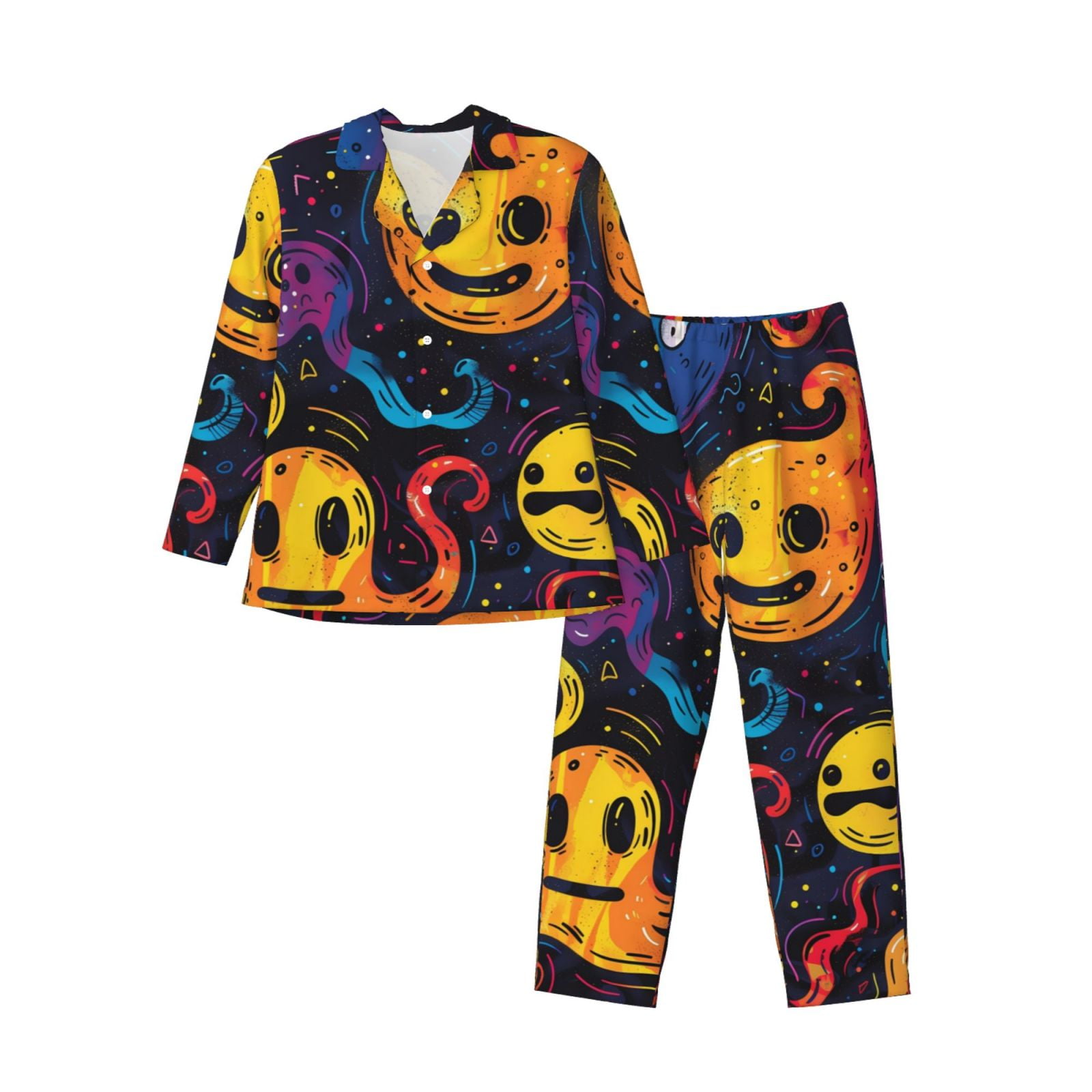 Hirioo Playful Ghosts Night Sky for Men's Pajama Sets 2 Piece Pjs Men's ...