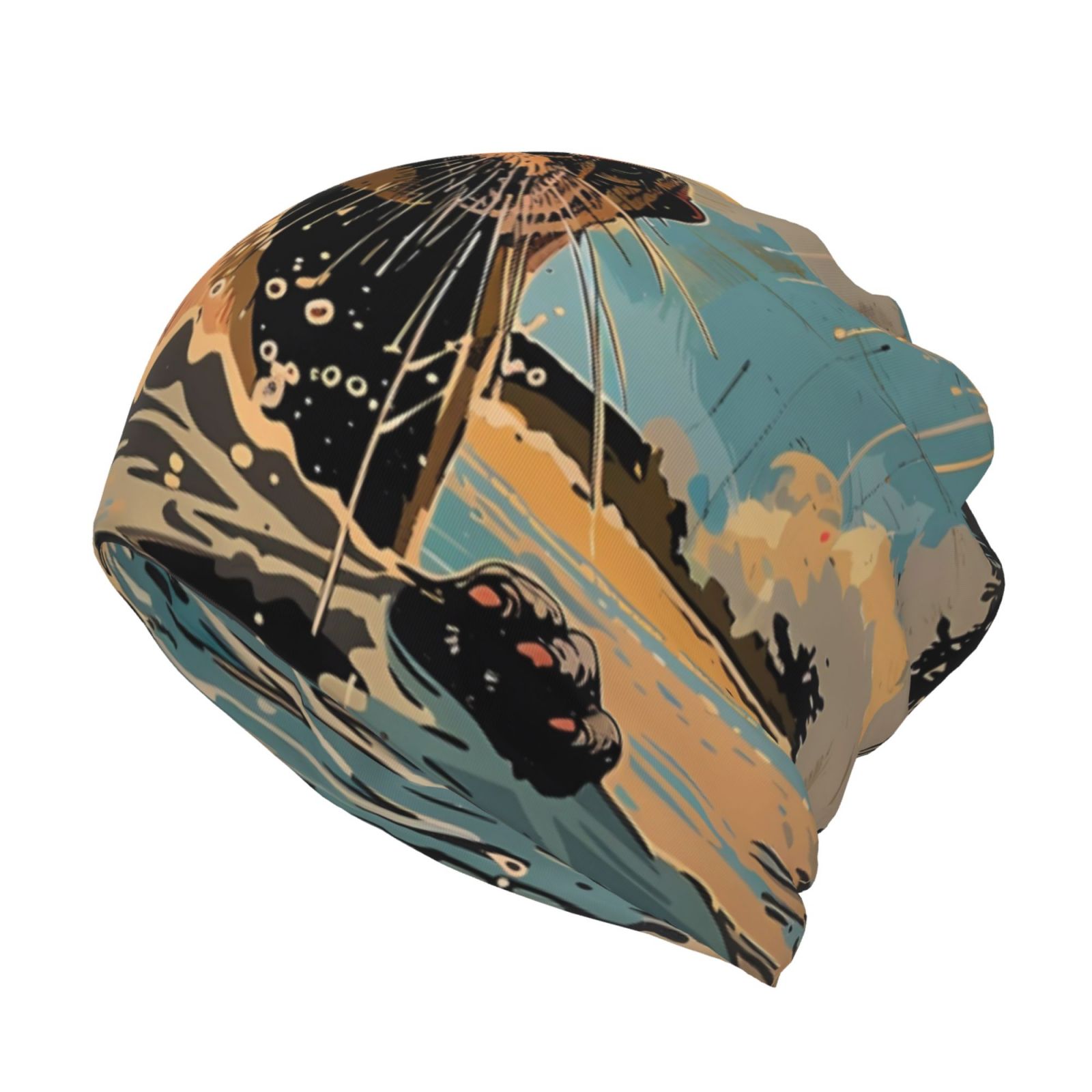 Hirioo Playful Otter Tropical Beach for Multifunction Beanie Hat for ...