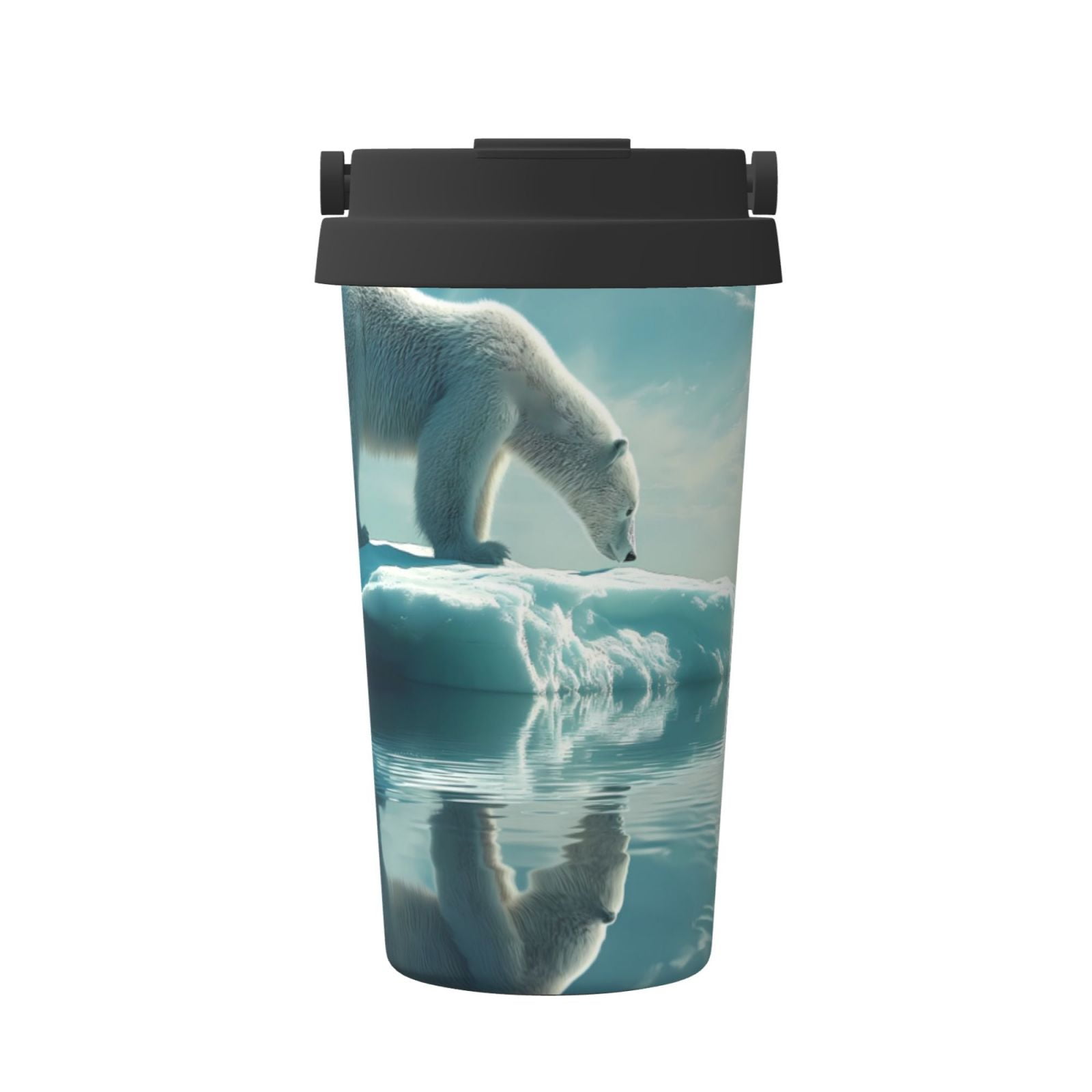 Hirioo Polar Bear On Iceberg for Coffee Travel Mug Insulated Coffee Mug ...