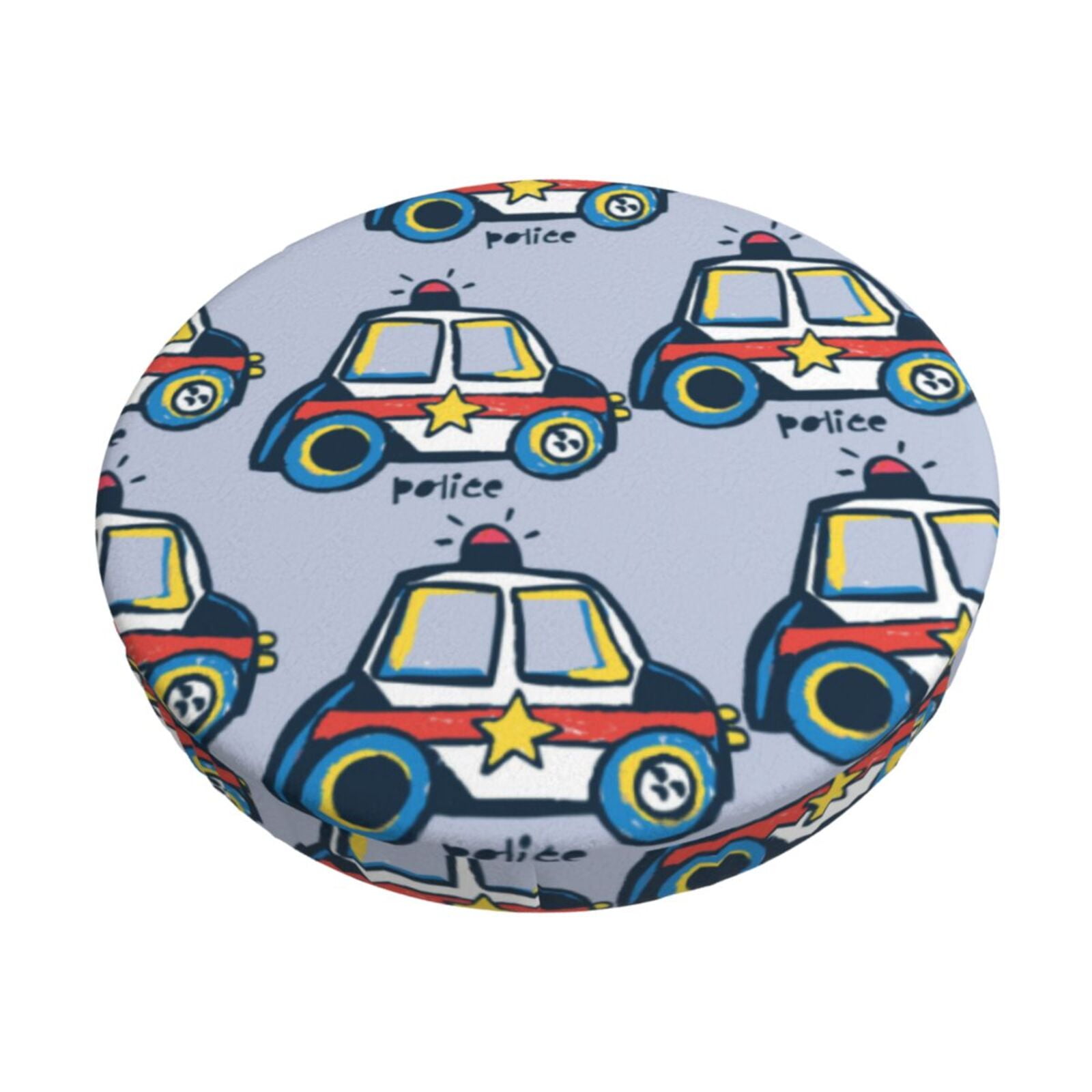 Hirioo Police Car for Round Bar Stool Seat Covers Washable Stool ...