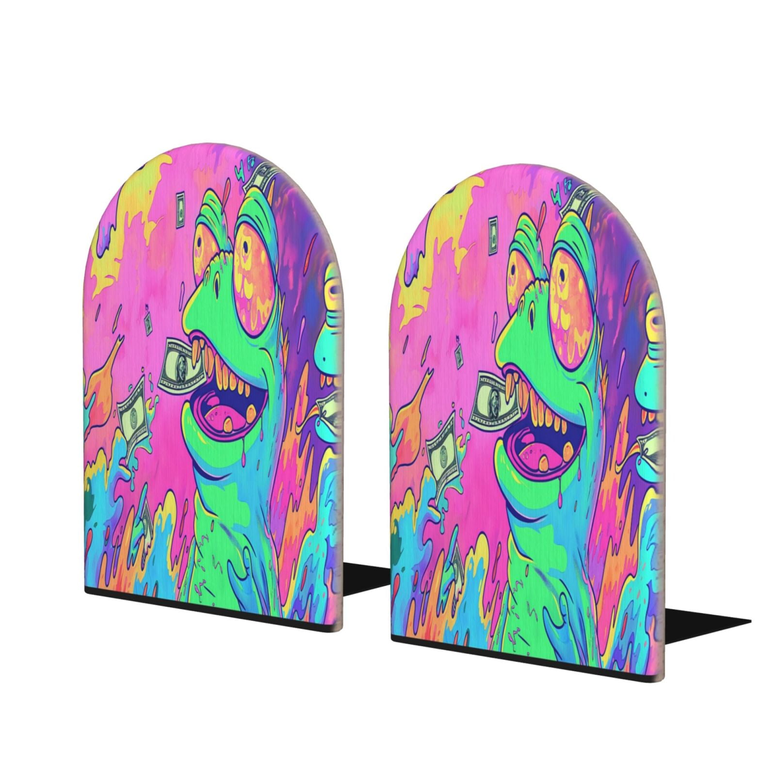 Hirioo Psychedelic Cartoon Frog for Bookends Decorative Bookends for ...