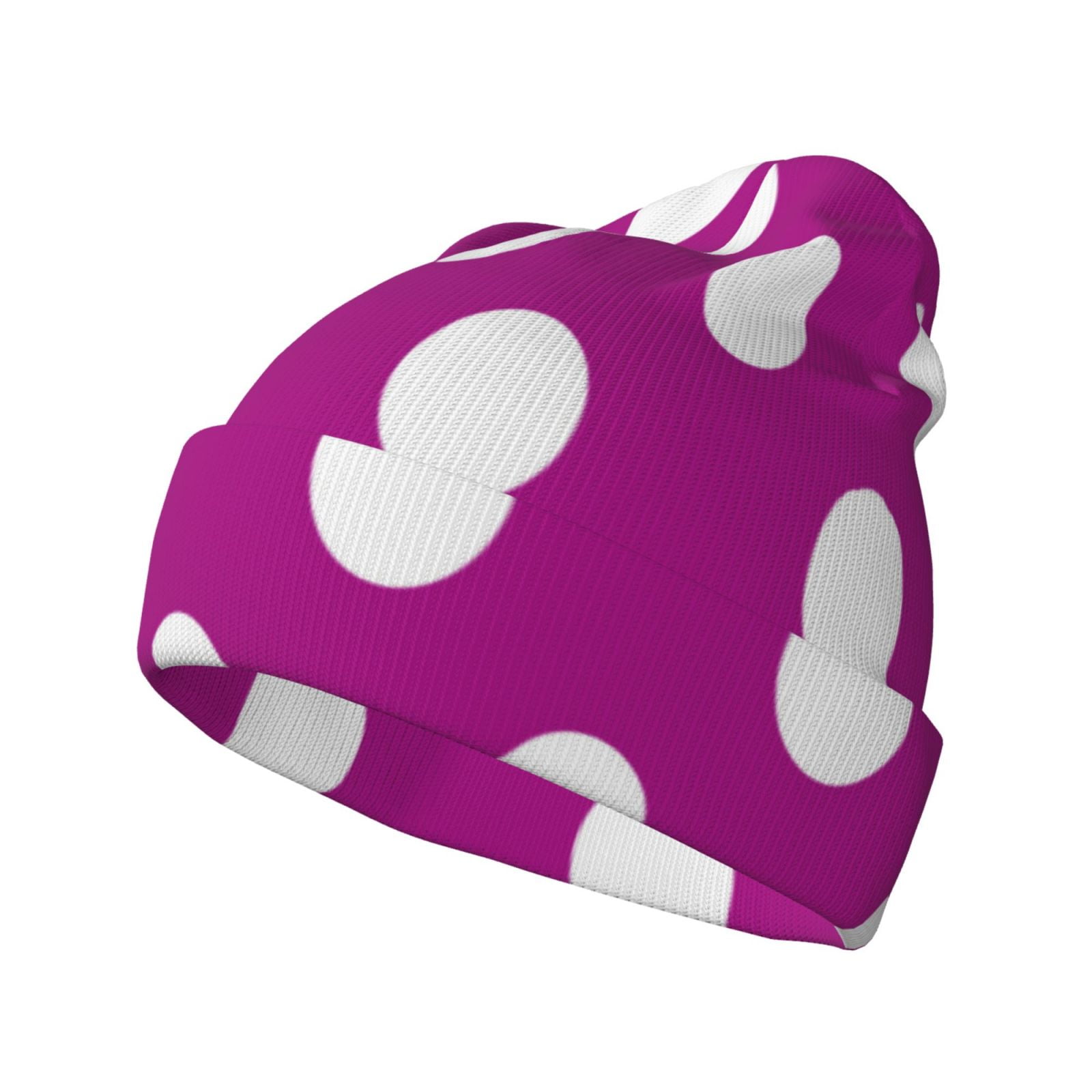 Hirioo Purlpe And White Polka Dot for Men's Knit Cuffed Beanie for ...