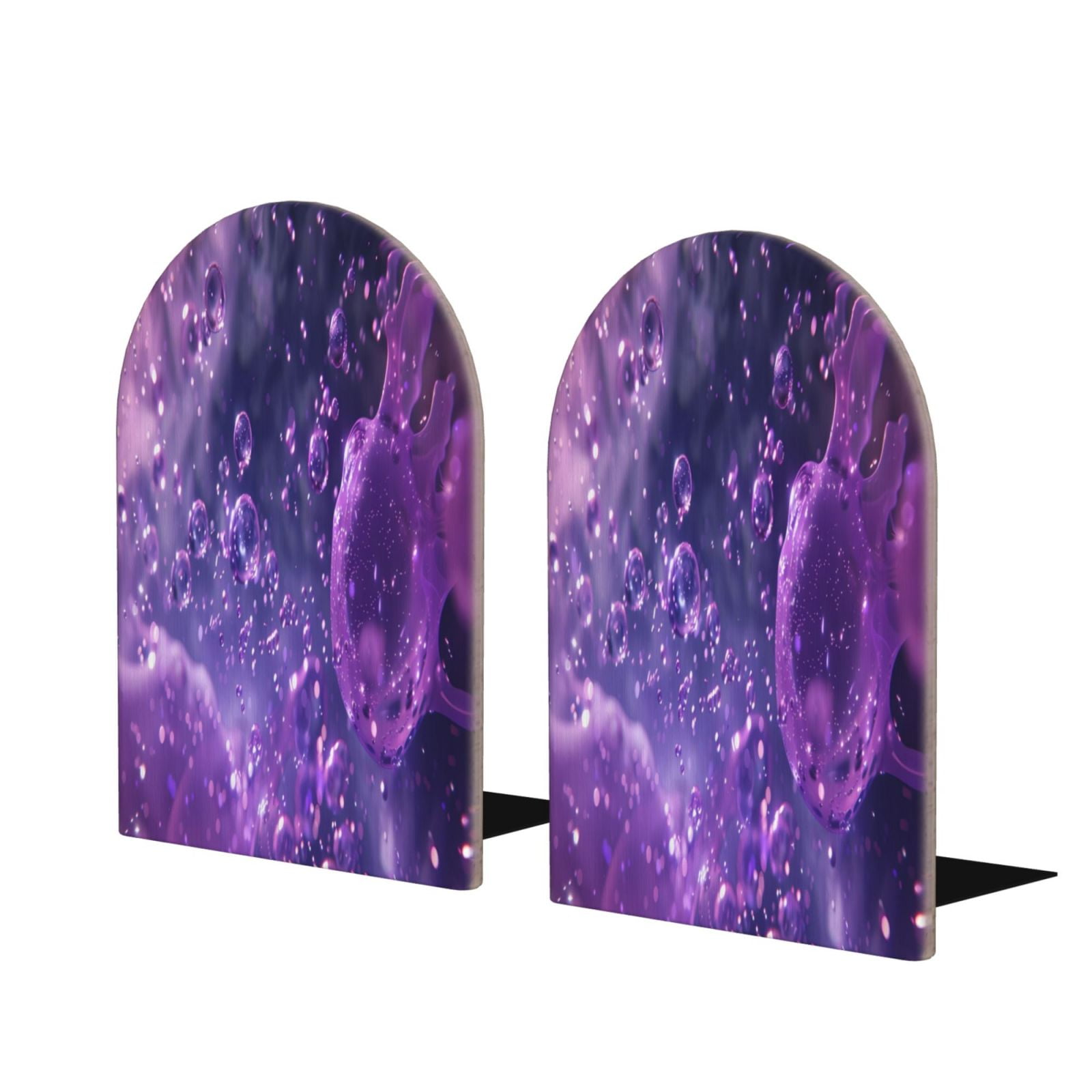Hirioo Purple Bubble Abstract Art for Bookends Decorative Bookends for ...