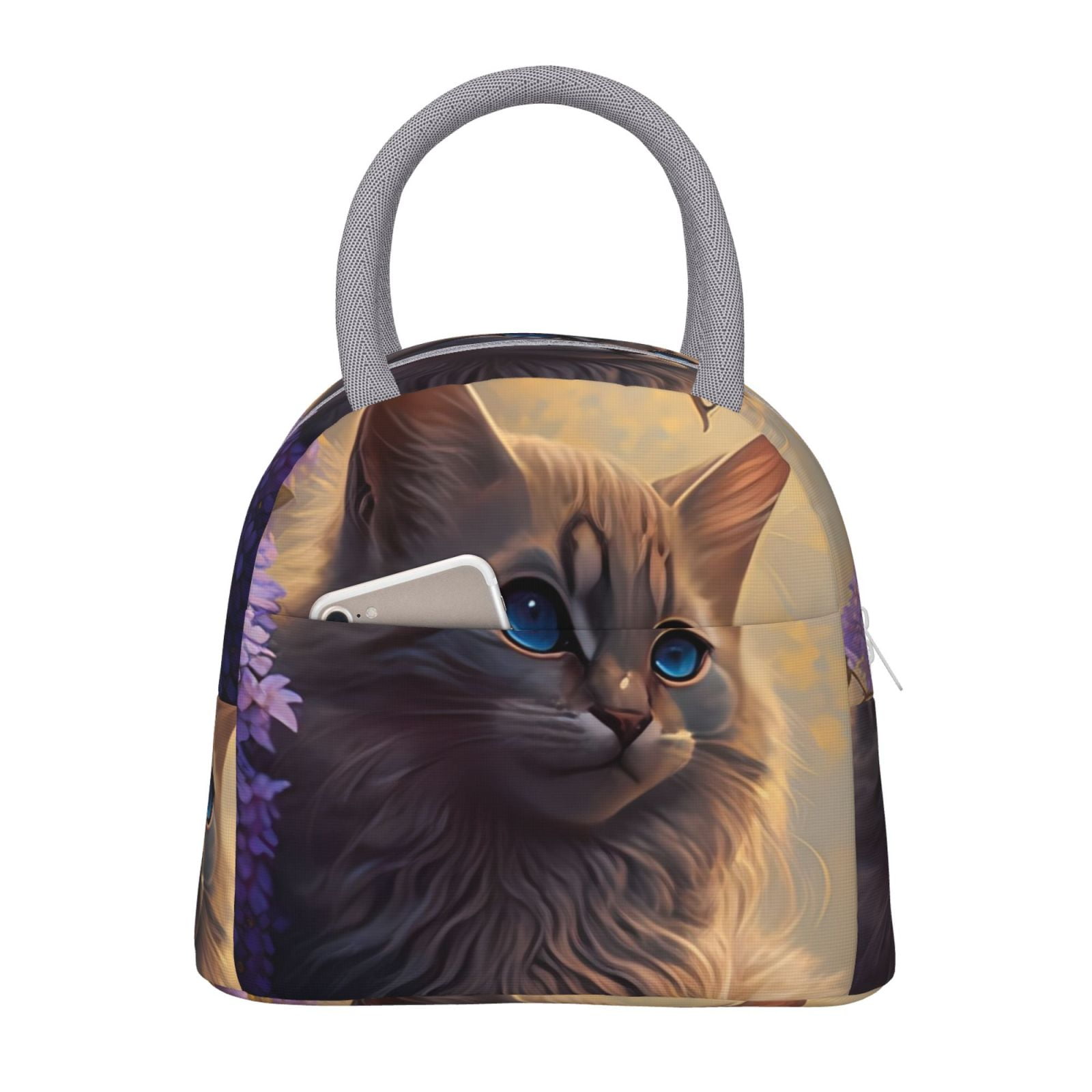 Hirioo Purple Flower Lazy Cat for Eco-friendly Lunch Box,Leakproof ...