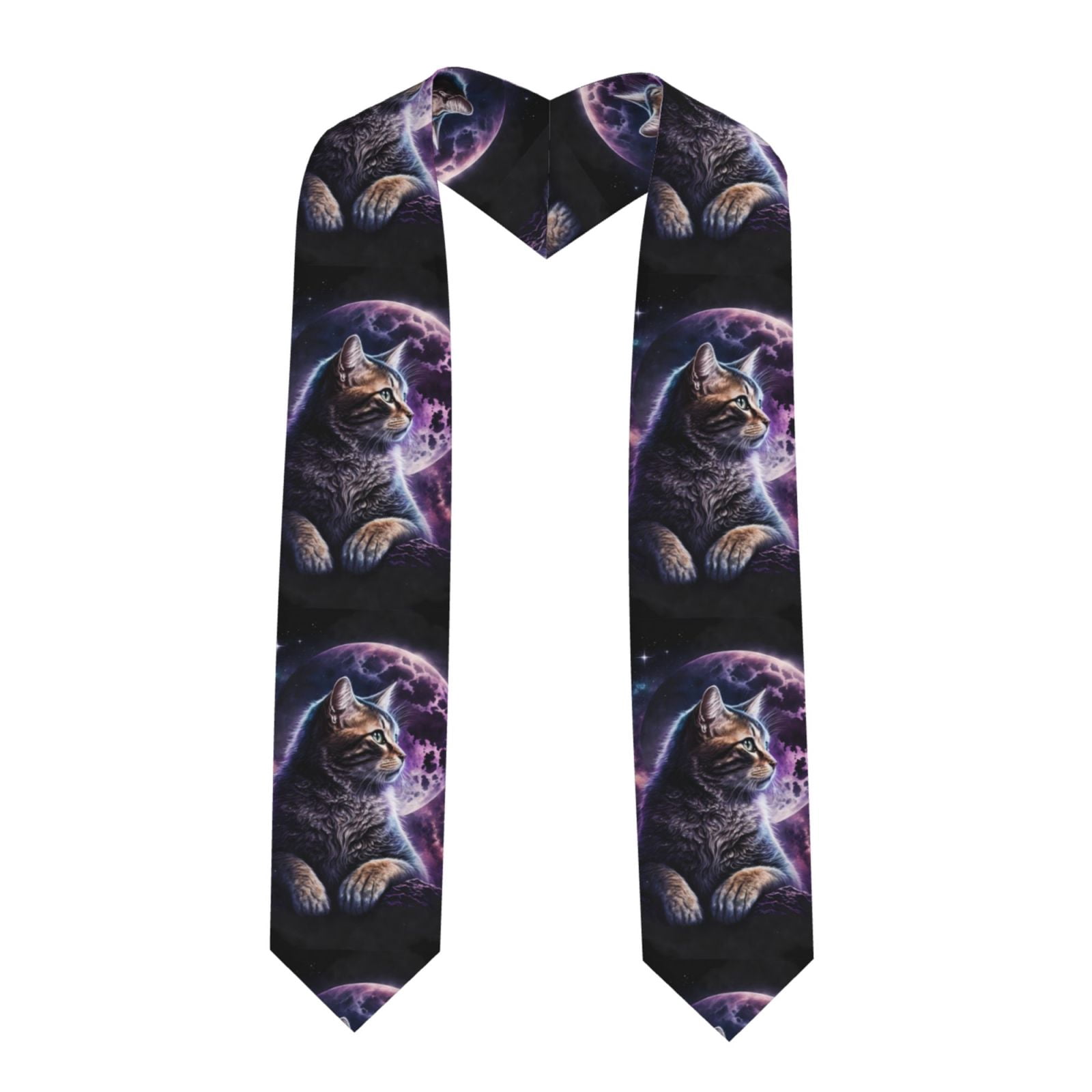 Hirioo Purple Moon Cat for 72" Graduation Shawl Stole Unisex Adults ...