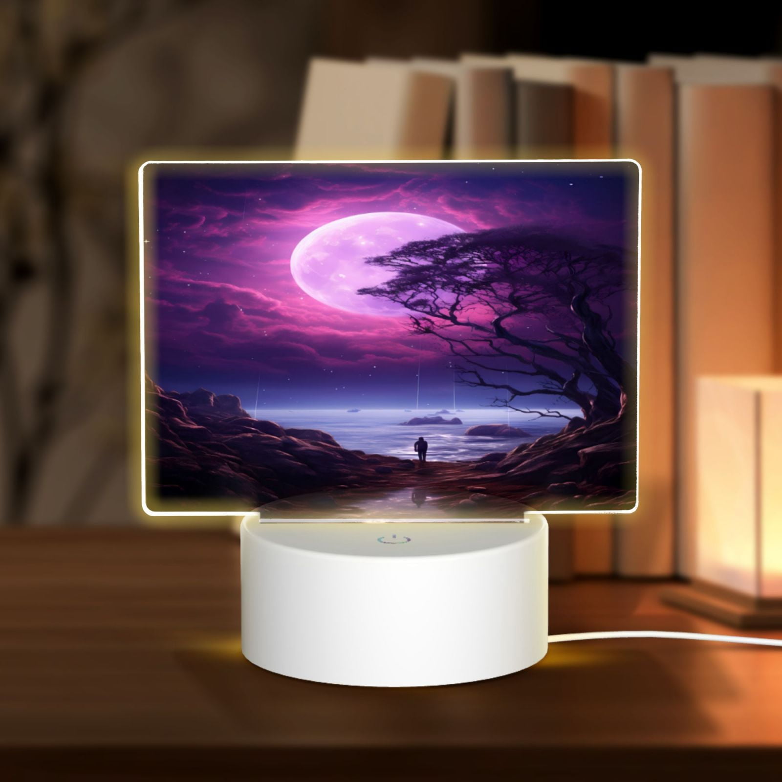Hirioo Purple Moon Tree Night Sky for Rectangular Acrylic with Night ...