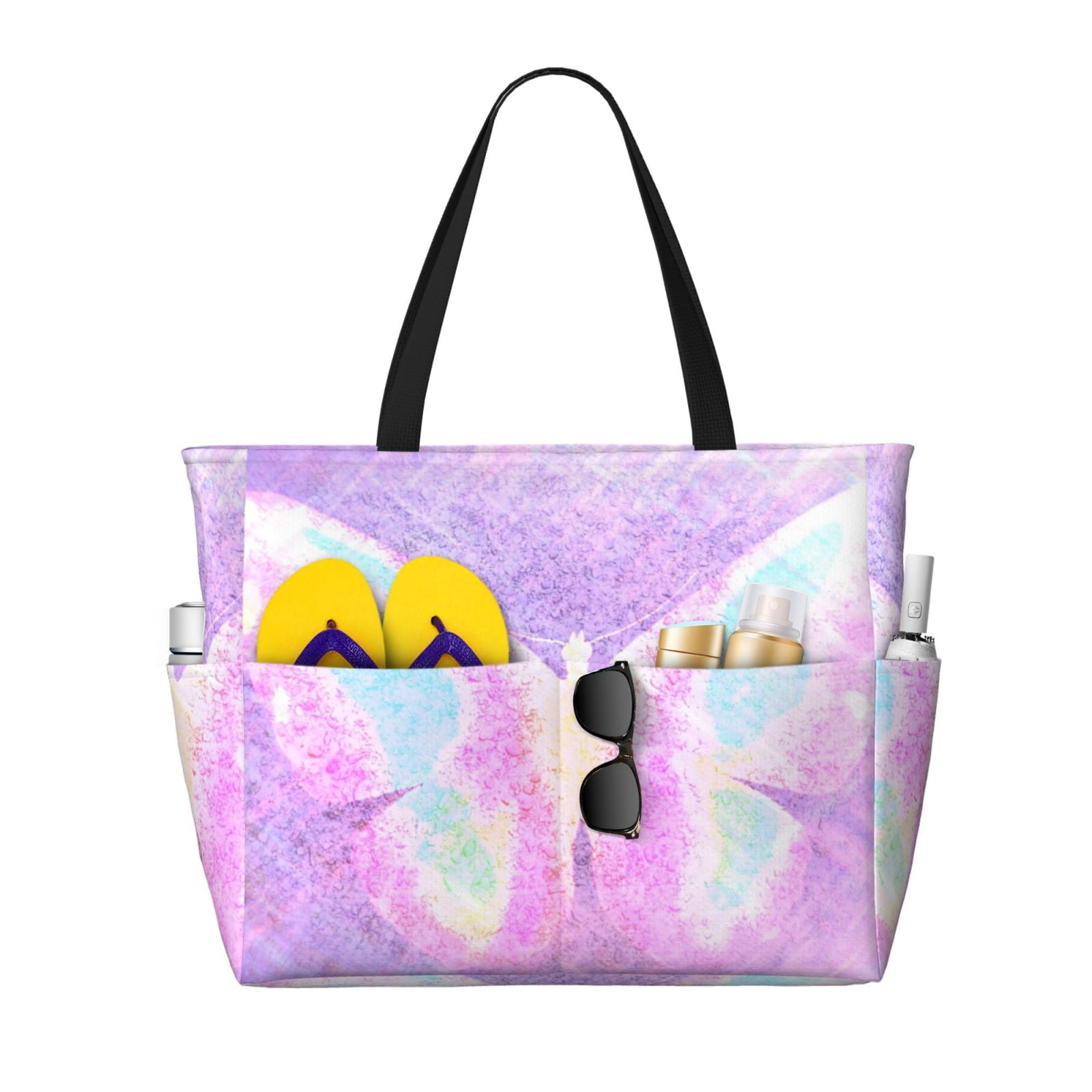 Hirioo Purple Sparkling Butterfly for Large Capacity Beach Travel Bag ...