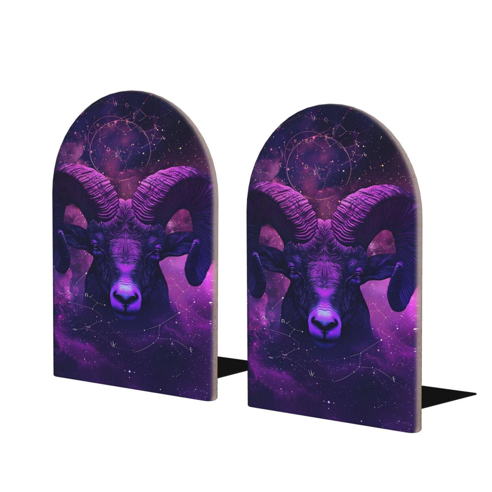 Hirioo Purple Starry Sky Antelope for Bookends Decorative Bookends for ...