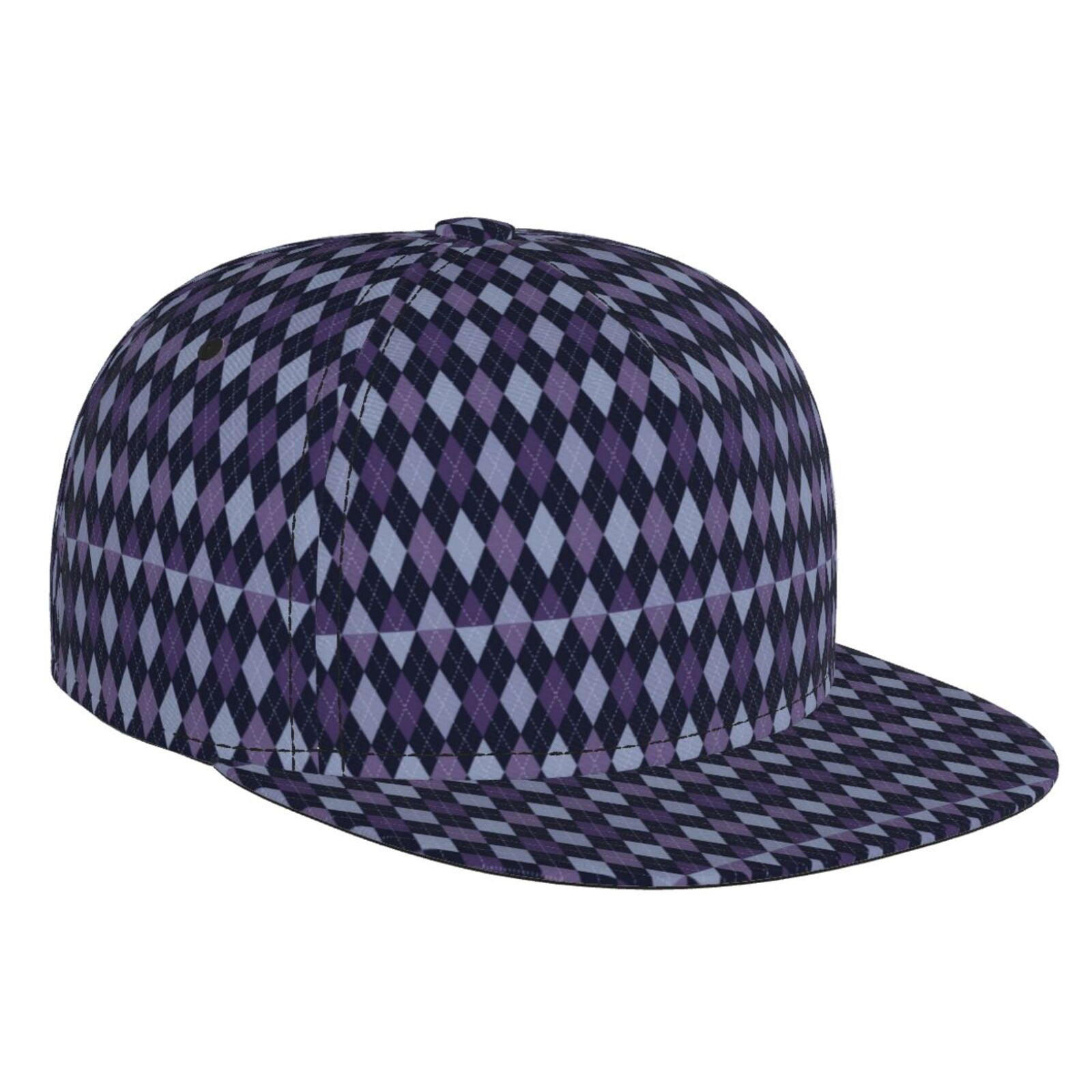 Hirioo Purple and Blue Squares for Baseball Cap Men Cap Flat Brim for ...