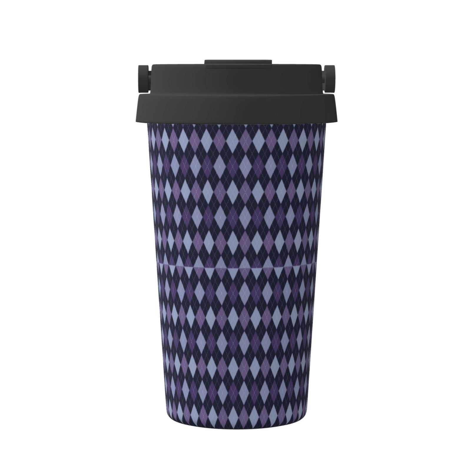 Hirioo Purple and Blue Squares for Coffee Travel Mug Insulated Coffee ...