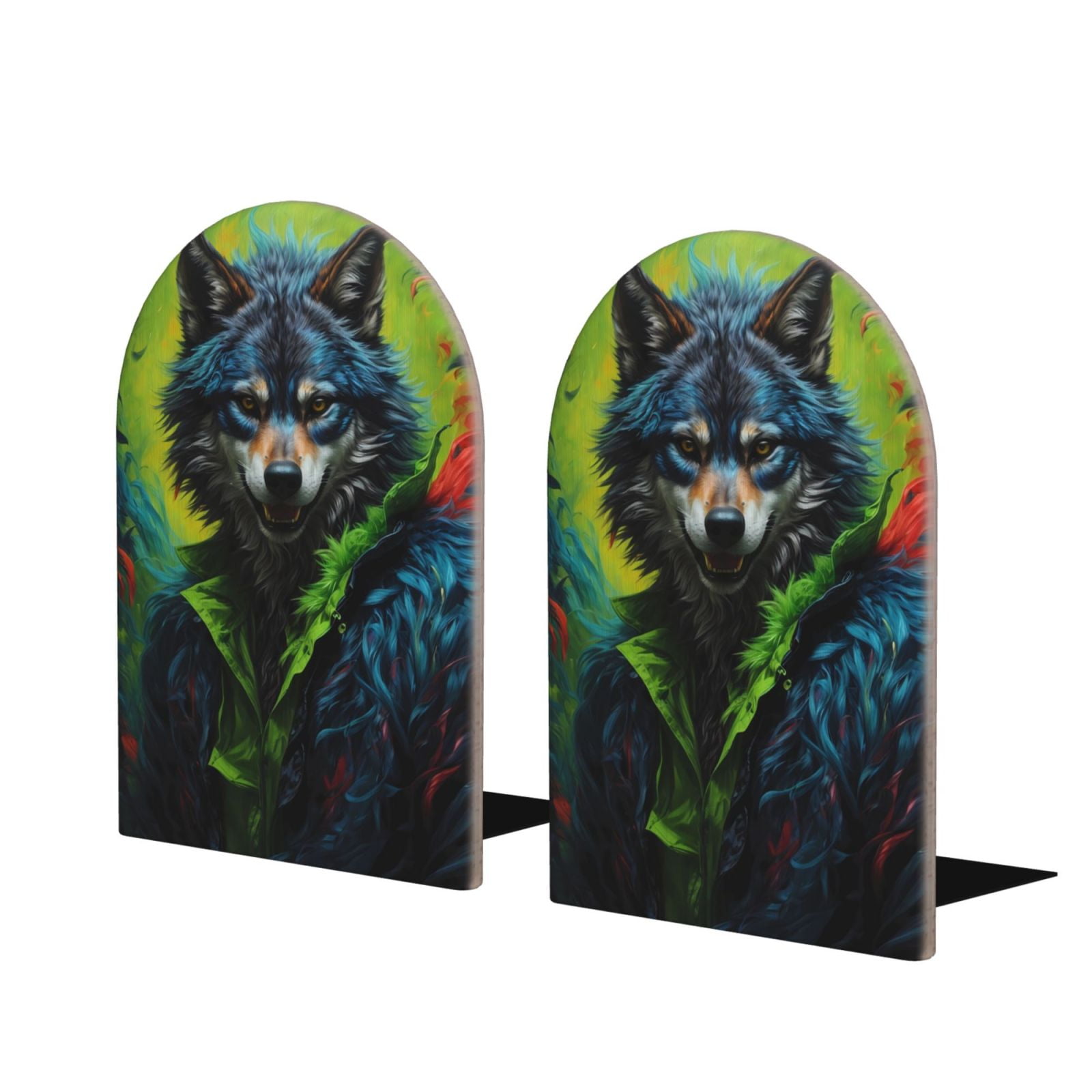 Hirioo Realistic Style Wolf Warrior for Bookends Decorative Bookends ...
