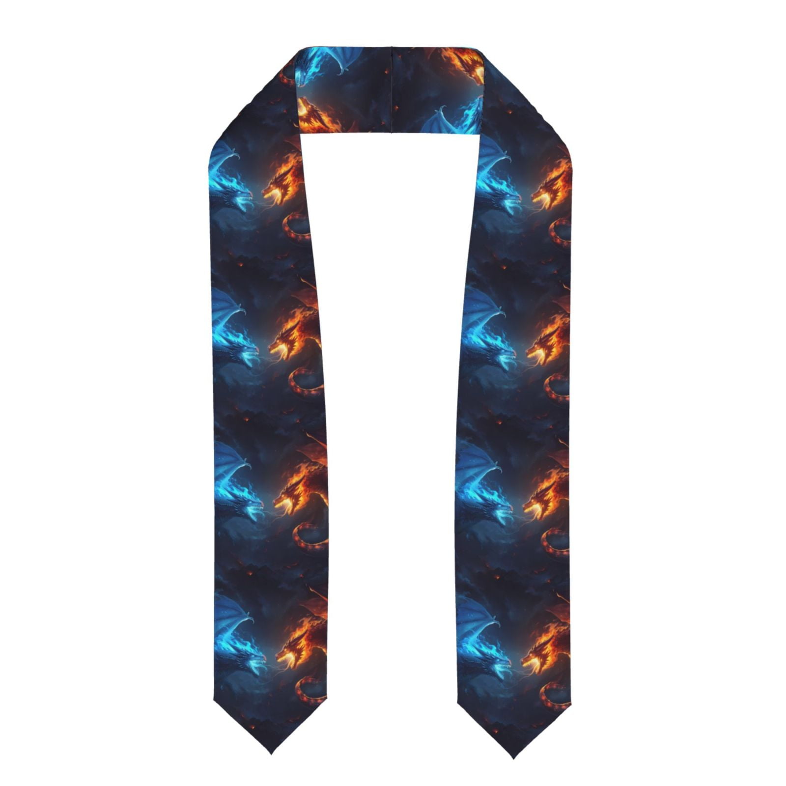 Hirioo Red And Blue Fire Dragon C for 72" Graduation Shawl Stole Unisex ...