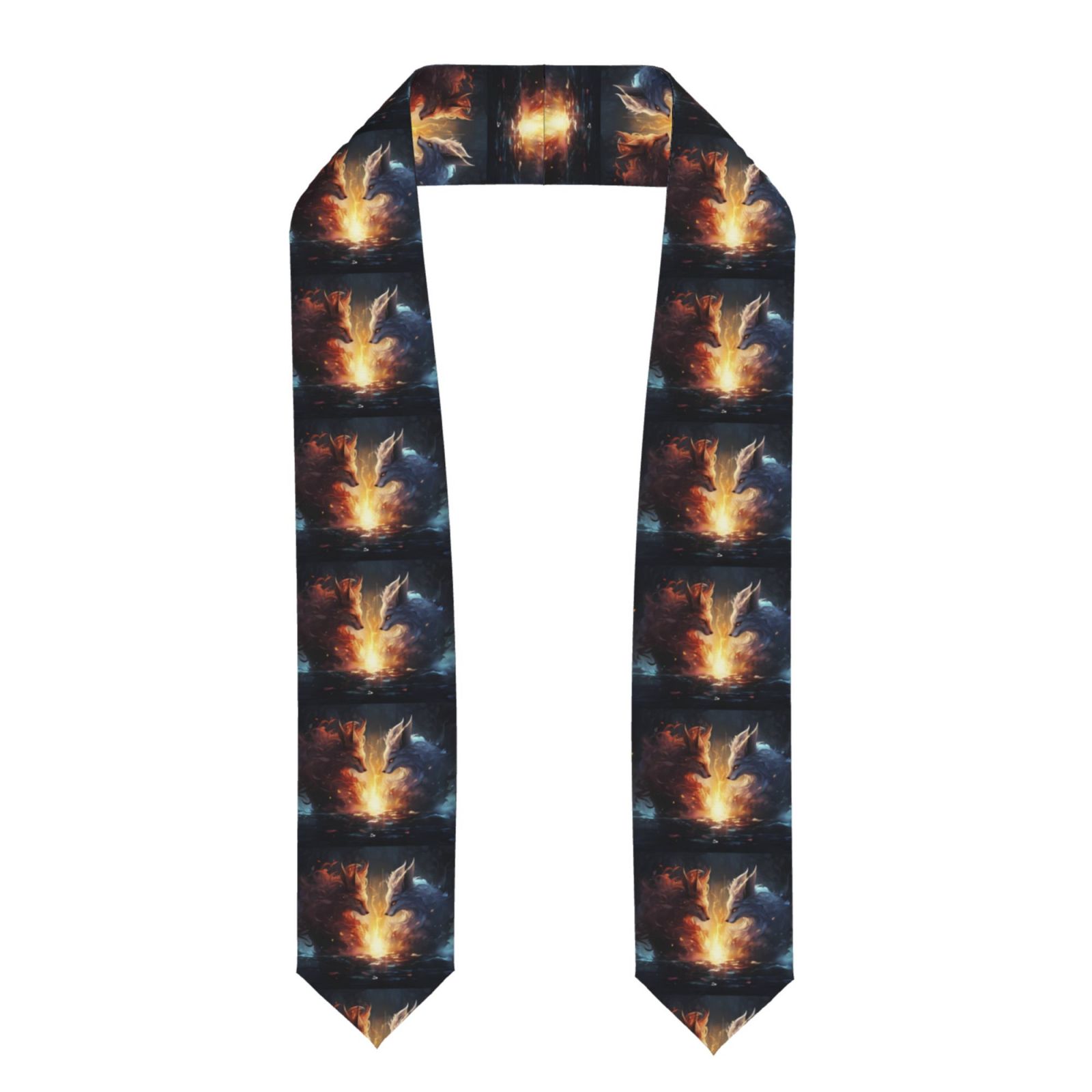 Hirioo Red And White Flame Fox for 72" Graduation Shawl Stole Unisex ...